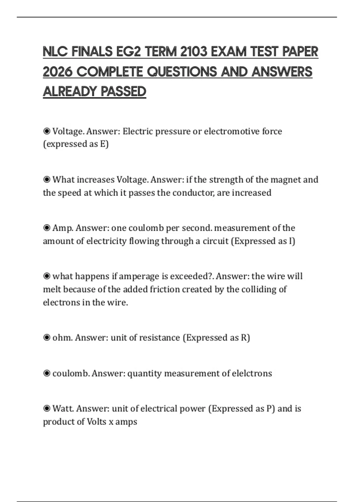 NLC FINALS EG2 TERM 2103 EXAM TEST PAPER 2026 COMPLETE QUESTIONS AND ...