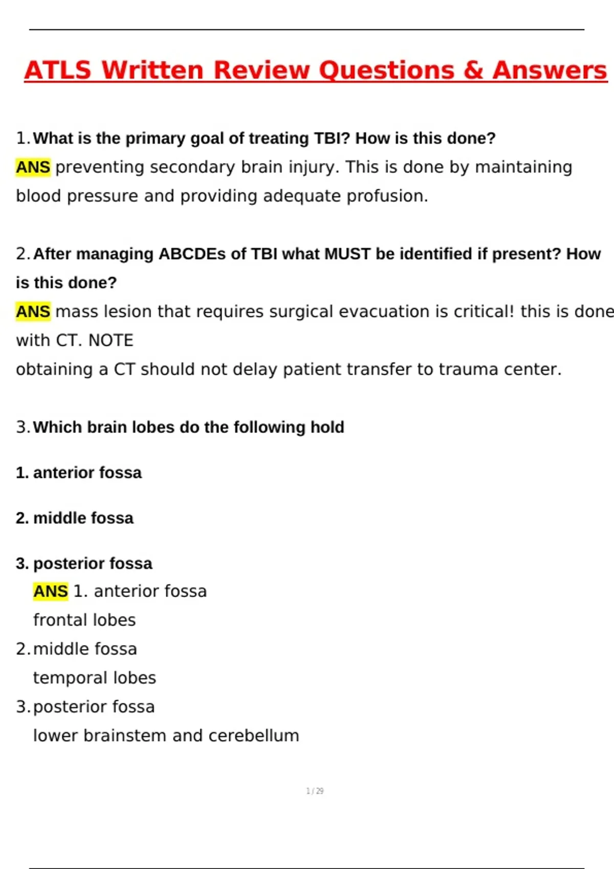 ATLS Written Review Actual 2025 Newest Updated Questions and Correct ...
