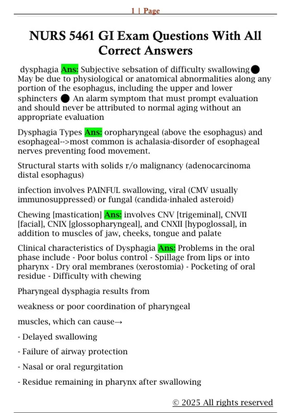 NURS 5461 GI Exam Questions With All Correct Answers - NURS - Stuvia US