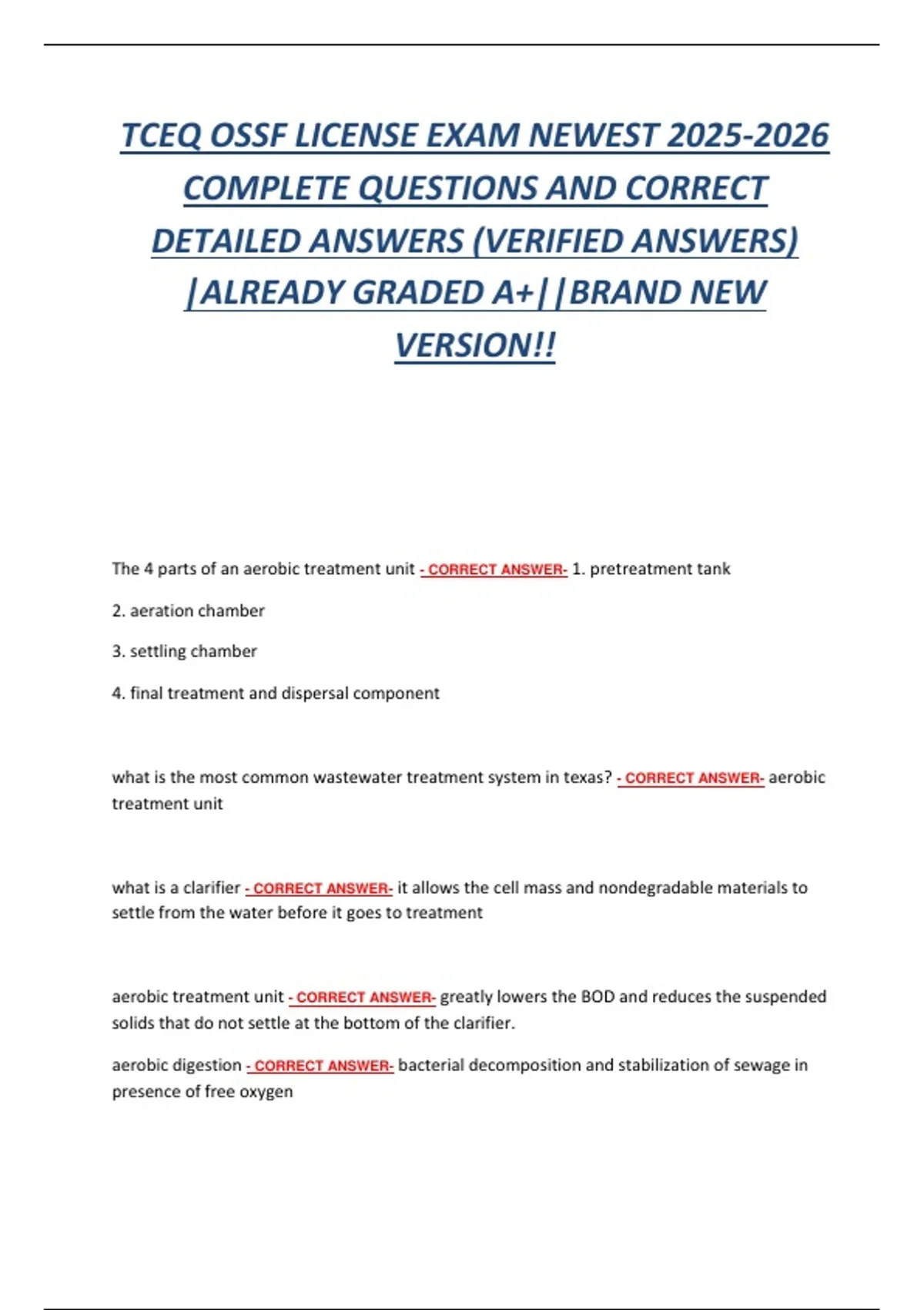 TCEQ OSSF License Exam Study Guide | On-Site Sewage Facility ...