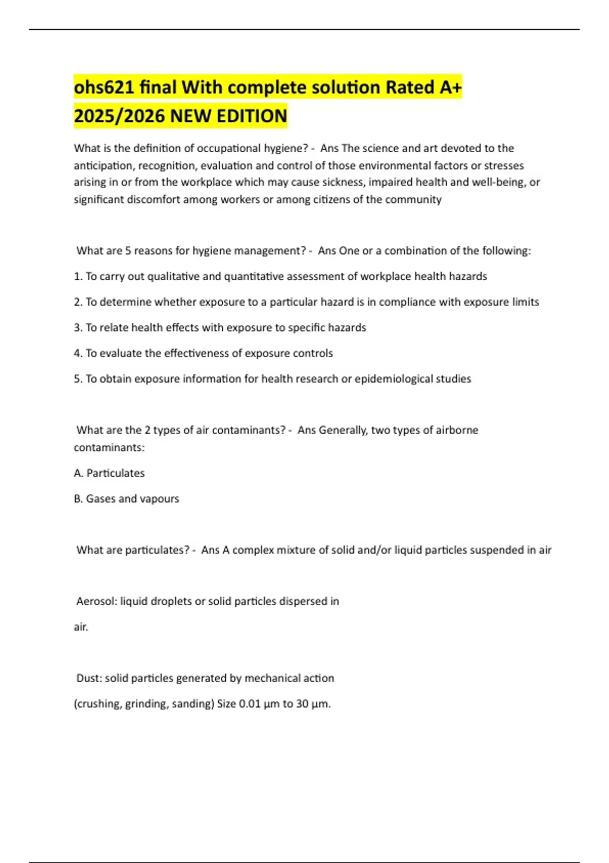 ohs621 final With complete solution Rated A+ 2025/2026 NEW EDITION ...