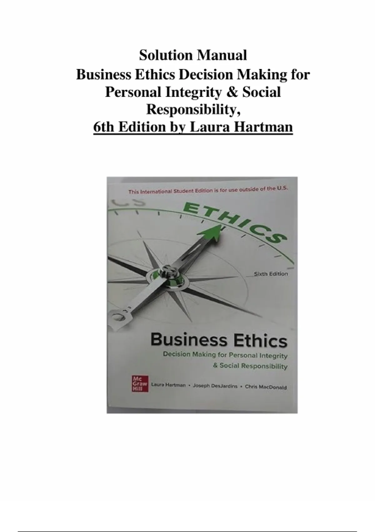 Business Ethics: Decision Making for Personal Integrity & Social ...