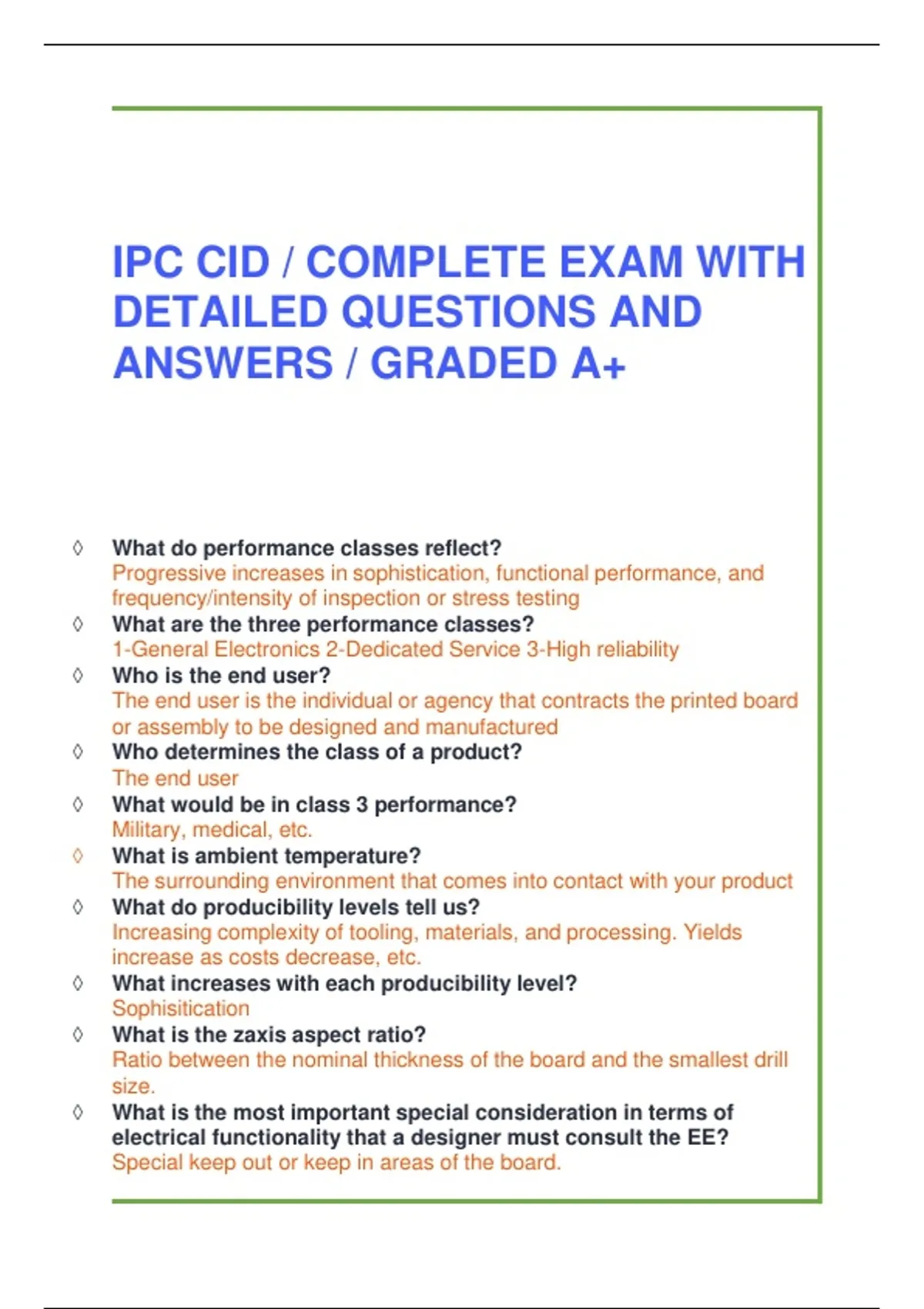 PC CID Complete Exam – Verified Questions & Detailed A+ Solutions ...