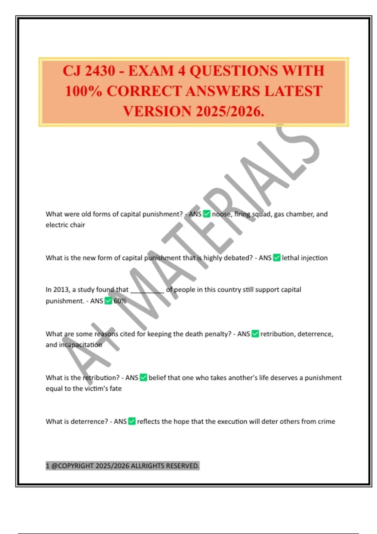CJ 2430 - EXAM 4 QUESTIONS WITH 100% CORRECT ANSWERS LATEST VERSION ...