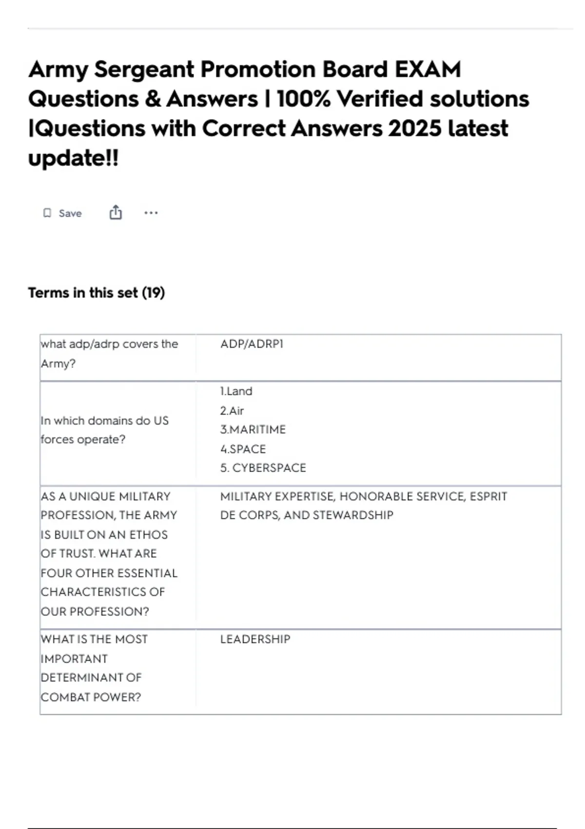 Army Sergeant Promotion Board EXAM Questions & Answers | 100% Verified ...