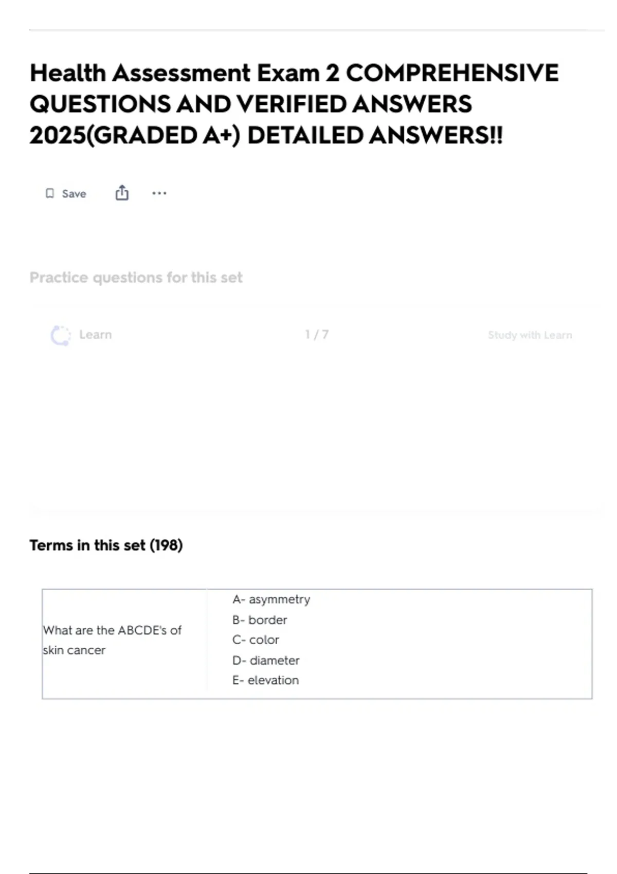 Health Assessment Exam 2 COMPREHENSIVE QUESTIONS AND VERIFIED ANSWERS ...