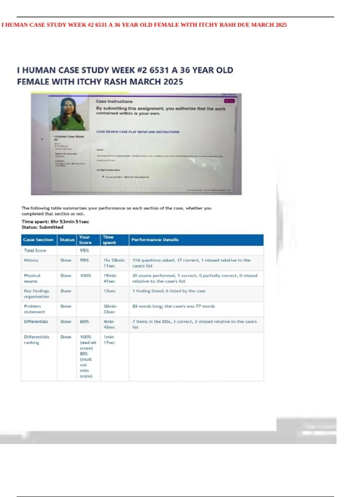 iHuman Case Study Bundle: 36YO Female with Rash (6531), 60YO Female ...