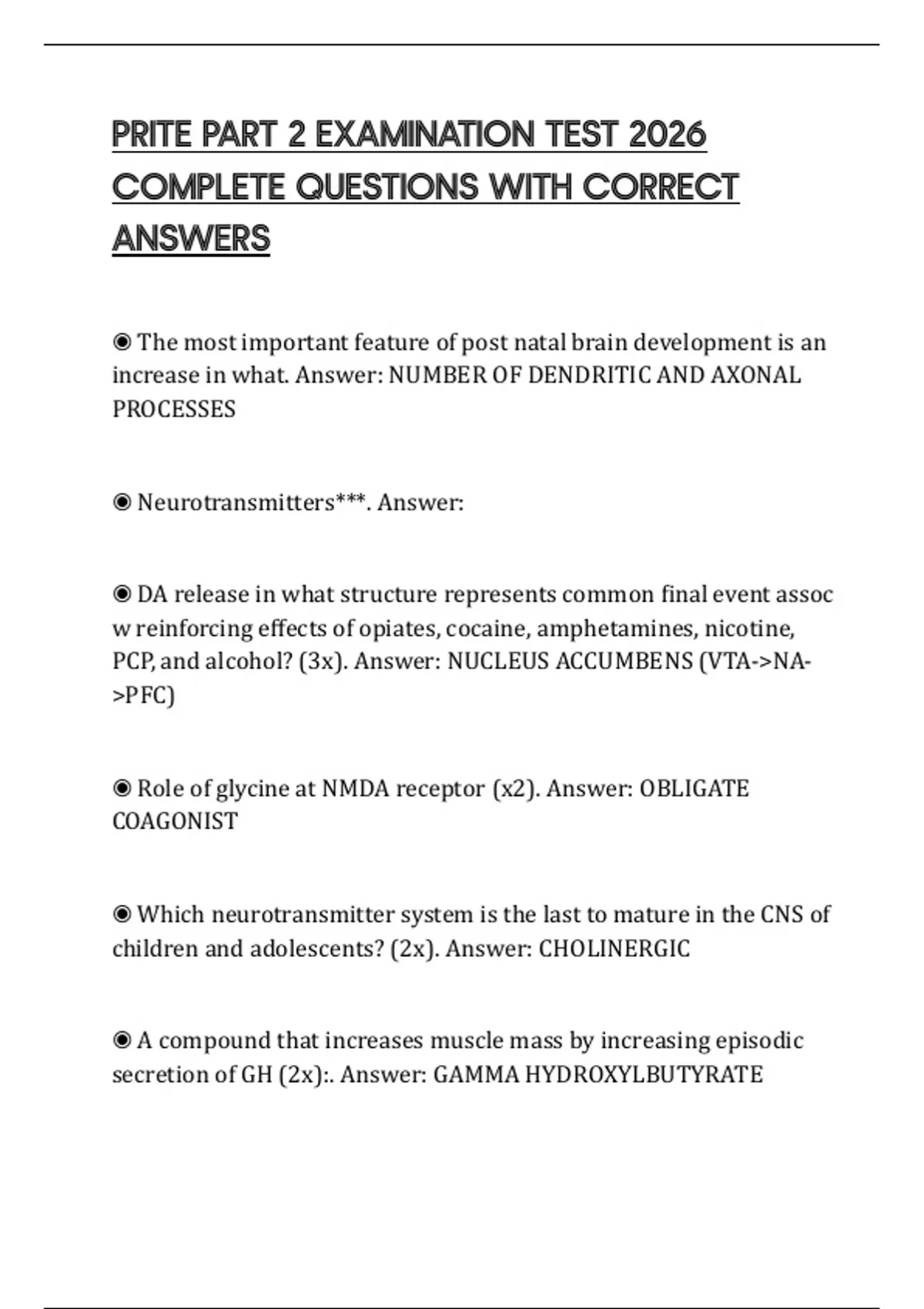 PRITE PART 2 EXAMINATION TEST 2026 COMPLETE QUESTIONS WITH CORRECT ...