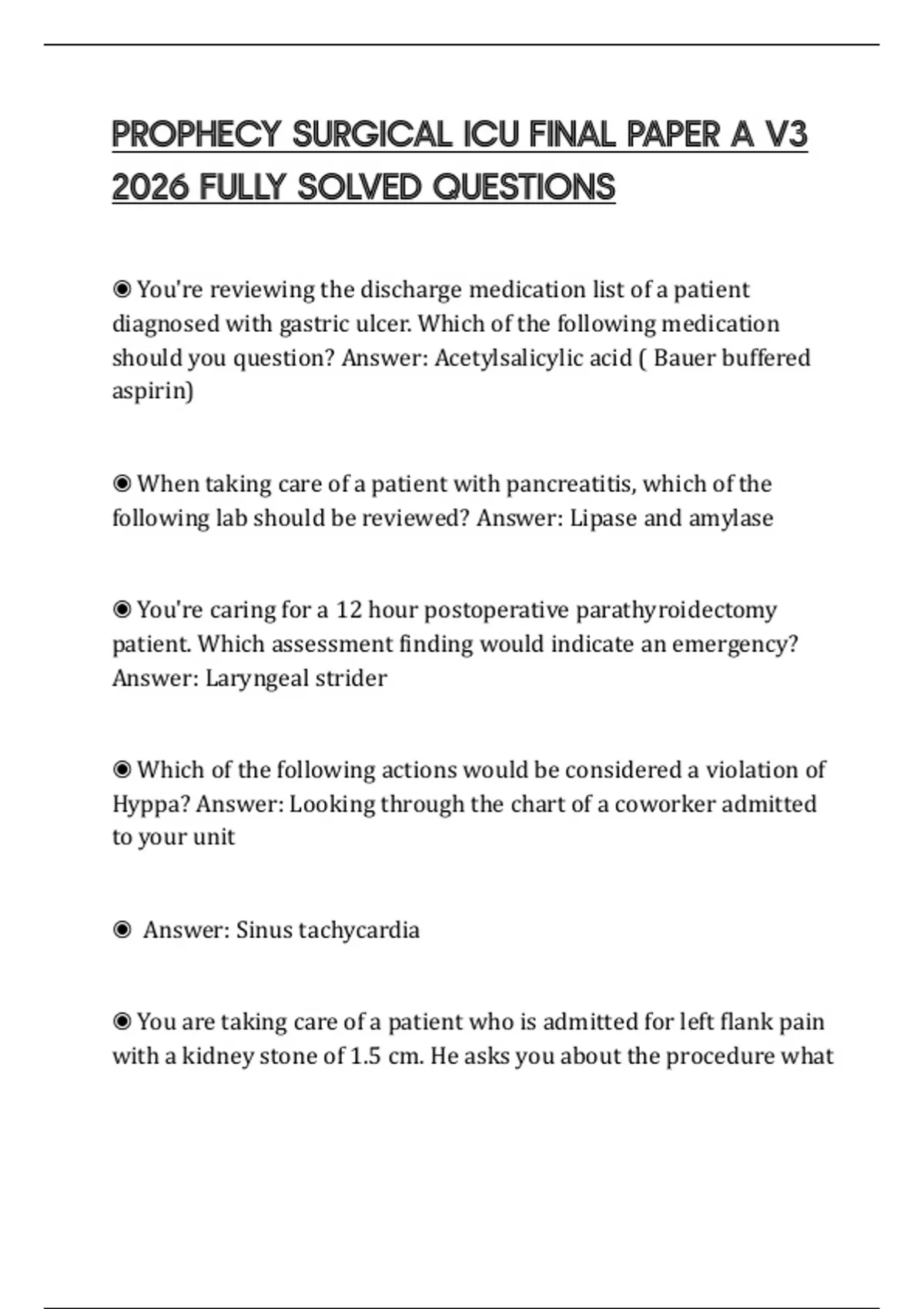 PROPHECY SURGICAL ICU FINAL PAPER A V3 2026 FULLY SOLVED QUESTIONS ...