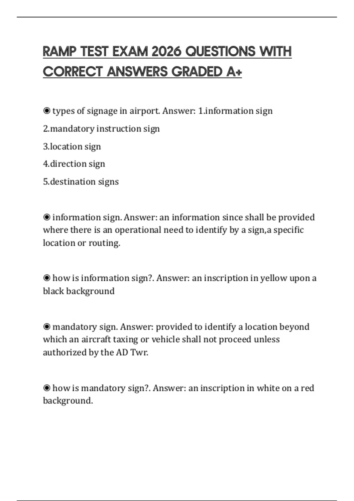 RAMP TEST EXAM 2026 QUESTIONS WITH CORRECT ANSWERS GRADED A+ - RAMP ...