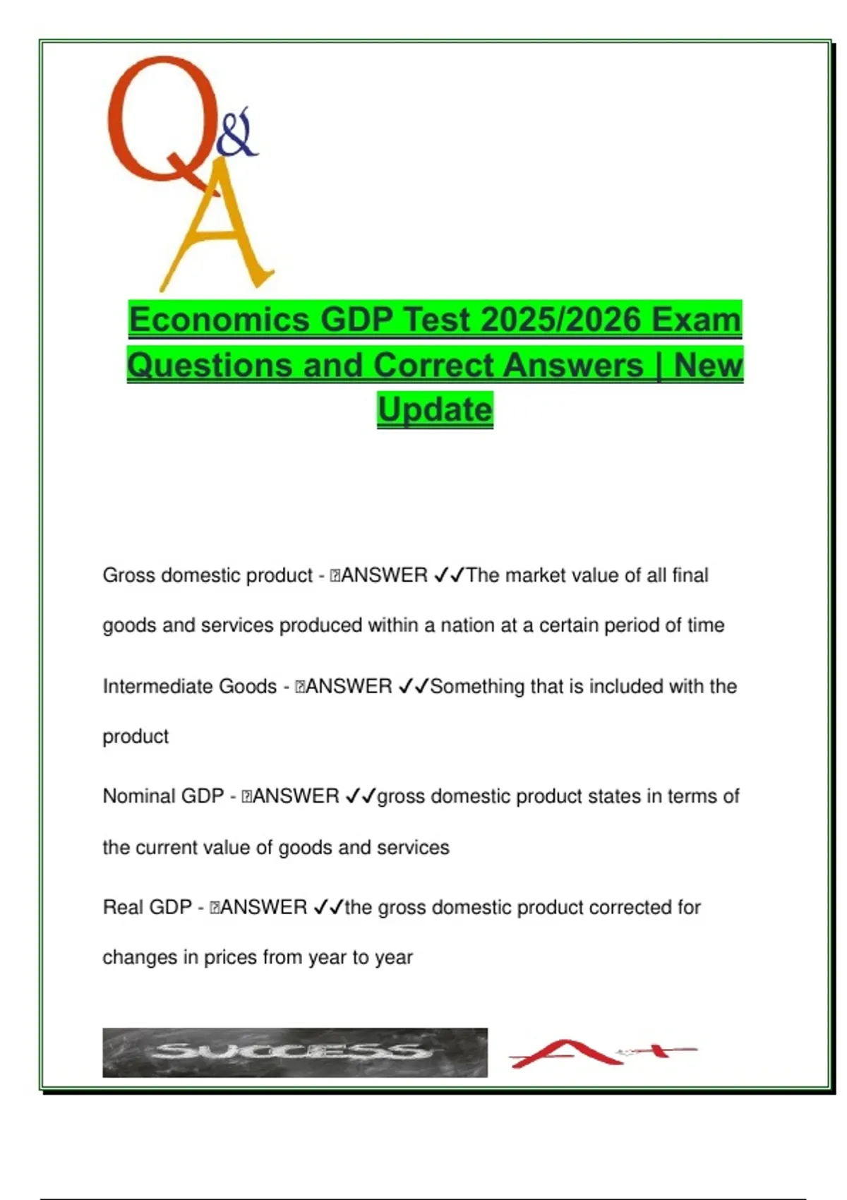Macroeconomics – GDP & Business Cycle Test (18 Qs) | Exam Prep 2025 ...