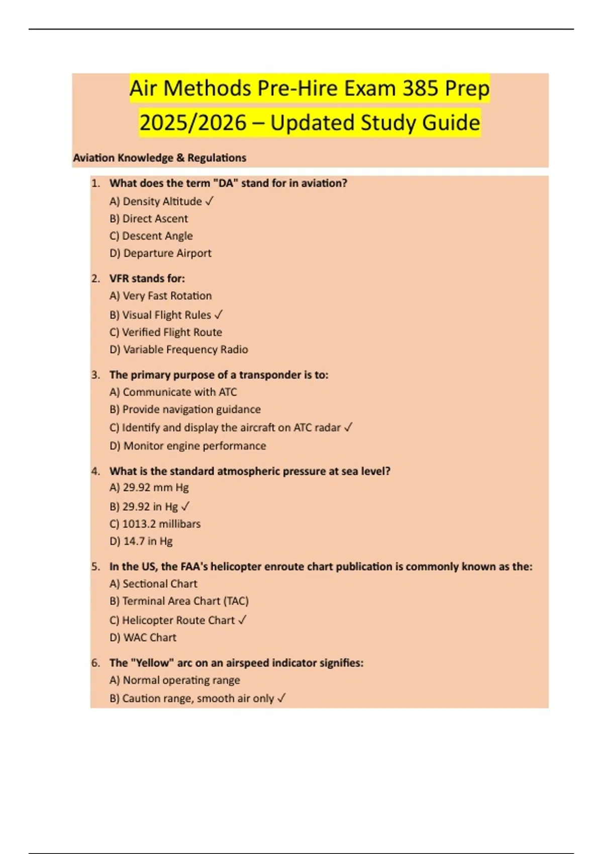 Air Methods Pre-Hire Exam 385 Prep 2025/2026 – Updated Study Guide ...