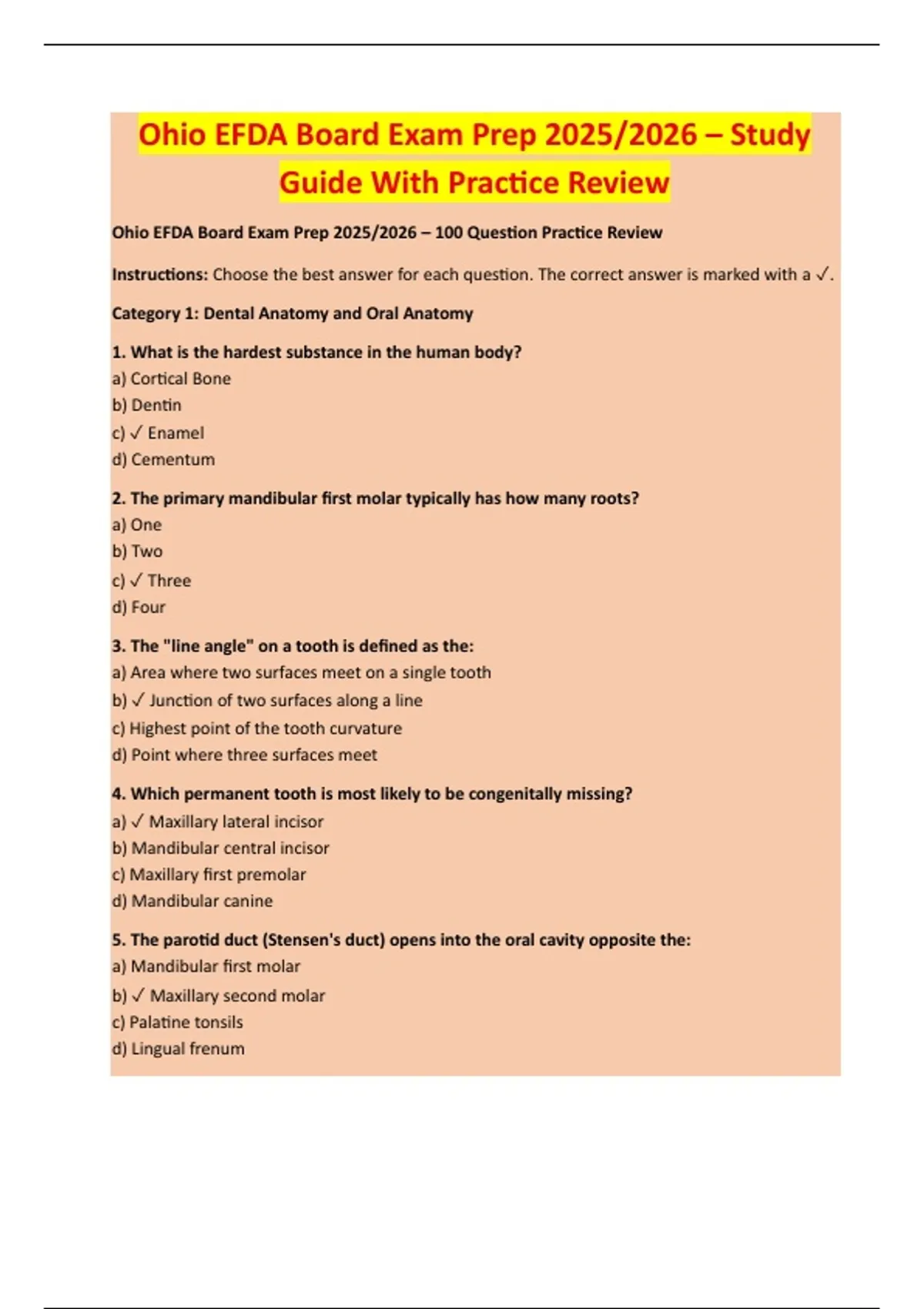 Ohio EFDA Board Exam Prep 2025/2026 – Study Guide With Practice Review ...