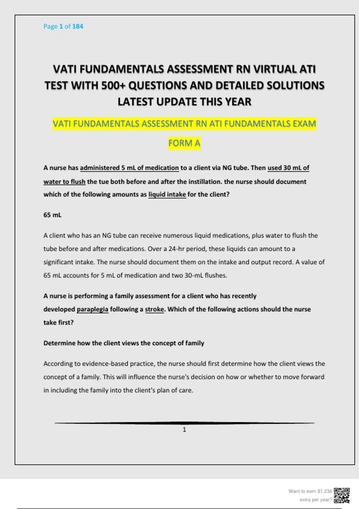 VATI FUNDAMENTALS ASSESSMENT RN VIRTUAL ATI TEST WITH 500+ QUESTIONS ...