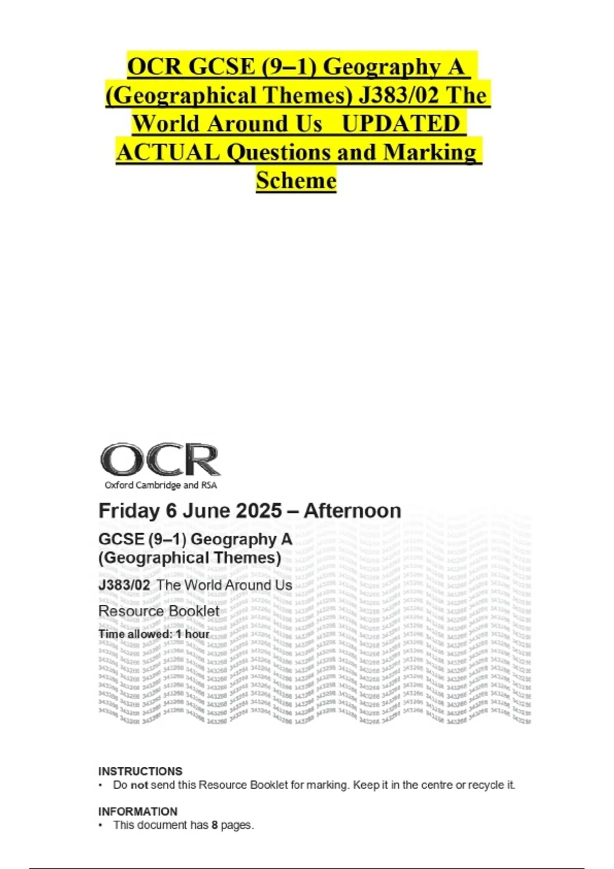 OCR GCSE (9–1) Geography A (Geographical Themes) J383/02 The World ...