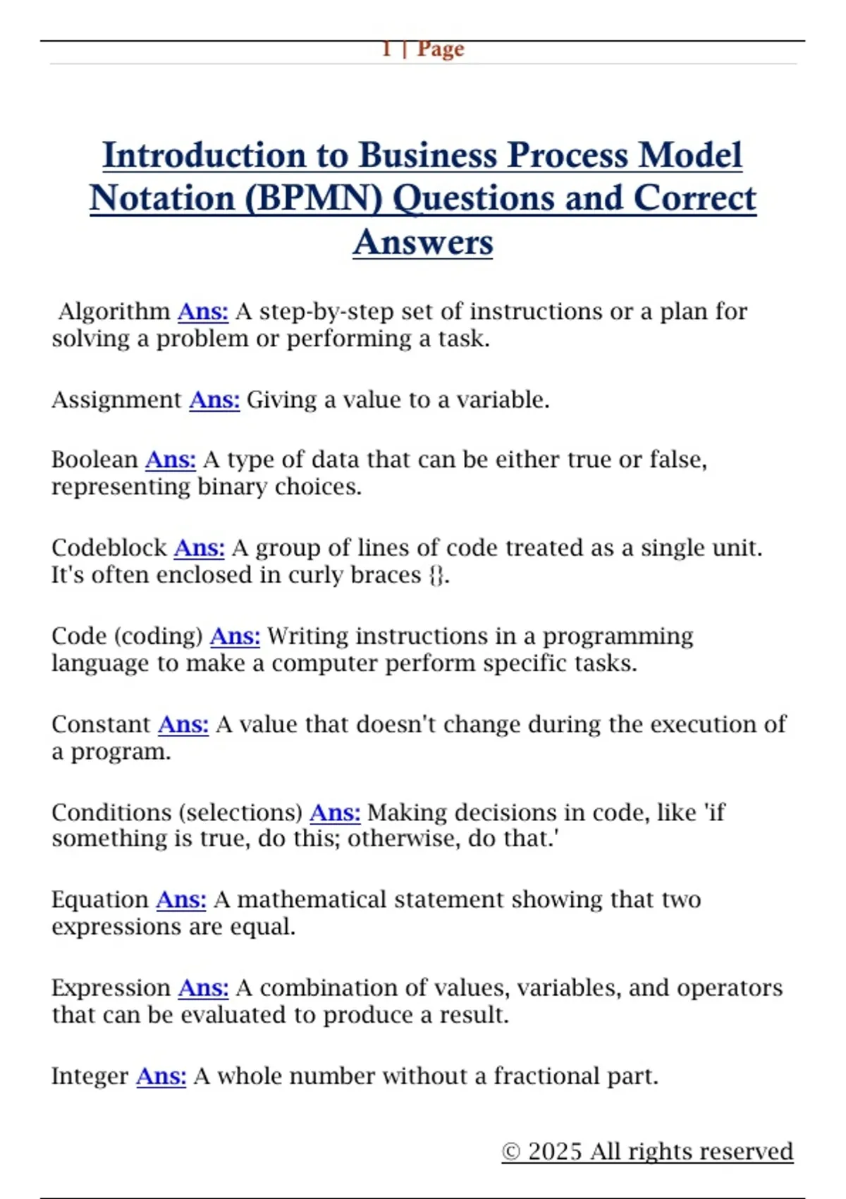 Introduction to Business Process Model Notation (BPMN) Questions and ...
