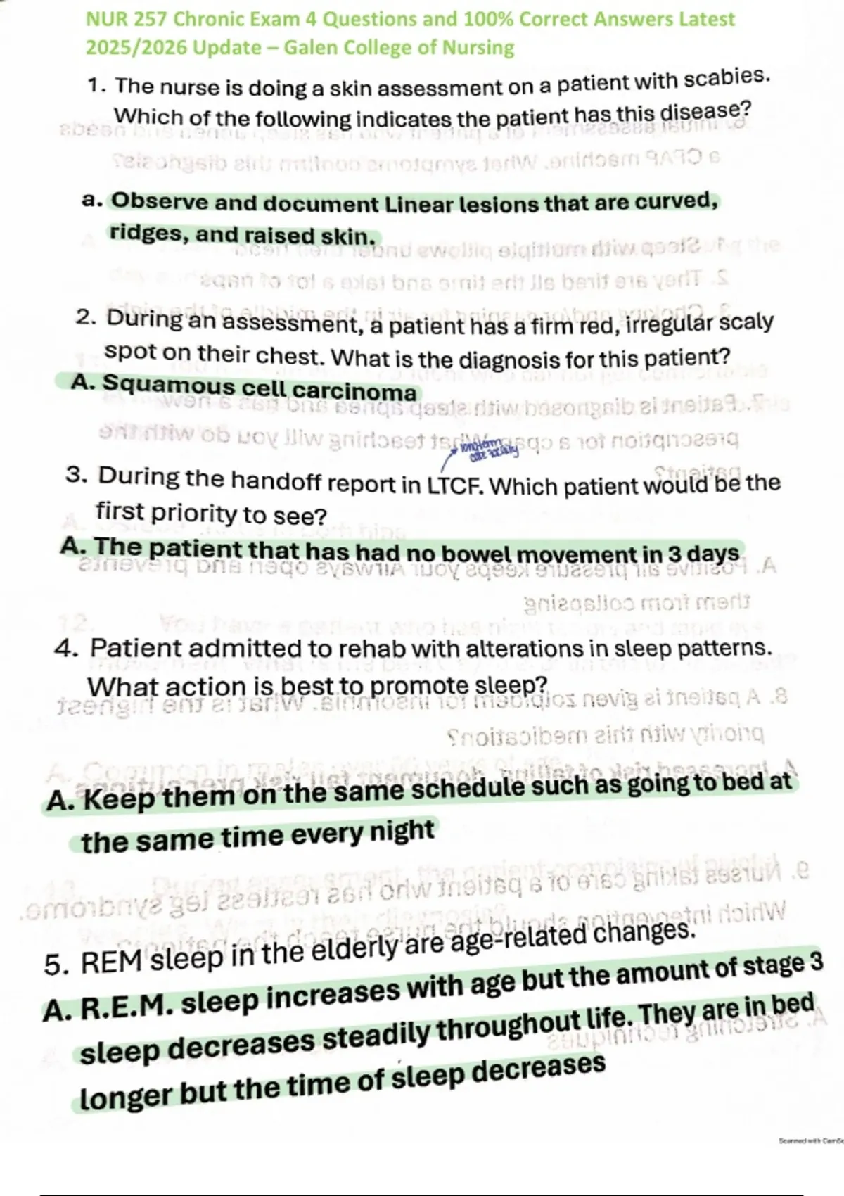 NUR 257 Chronic Exam 4 Questions and 100% Correct Answers Latest 2025/ ...