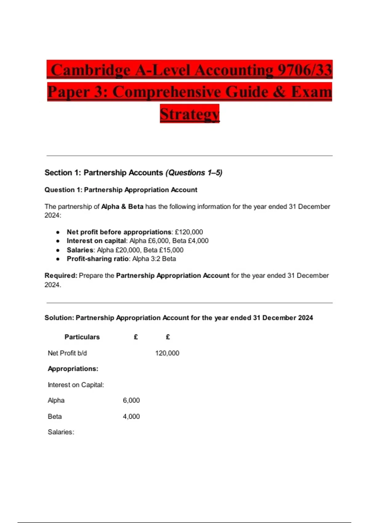 Cambridge A-Level Accounting 9706/33 Paper 3: Comprehensive Guide ...