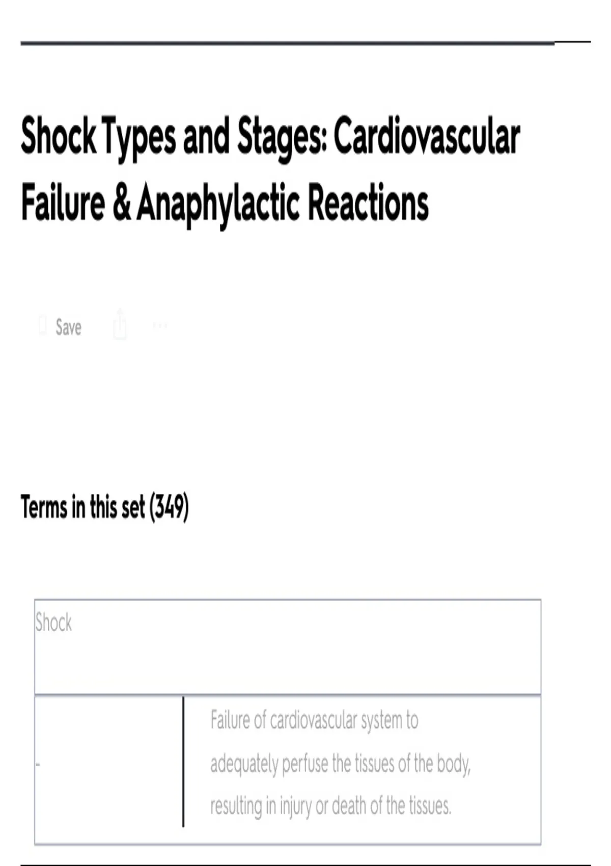 Shock Types and Stages Cardiovascular Failure Anaphylactic Reactions ...