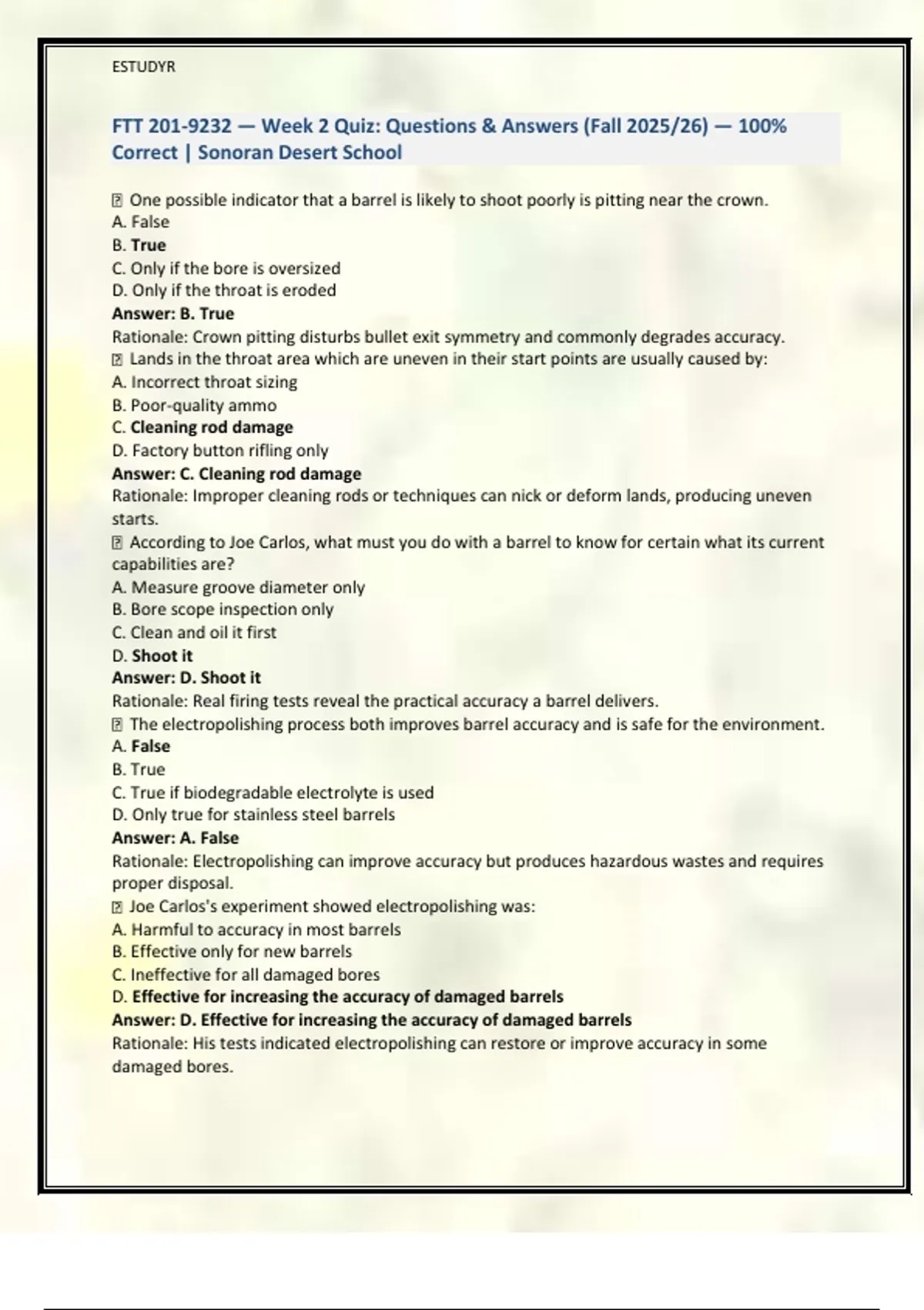 FTT 201-9232 — Week 2 Quiz: Questions & Answers (Fall 2025/26) — 100% ...