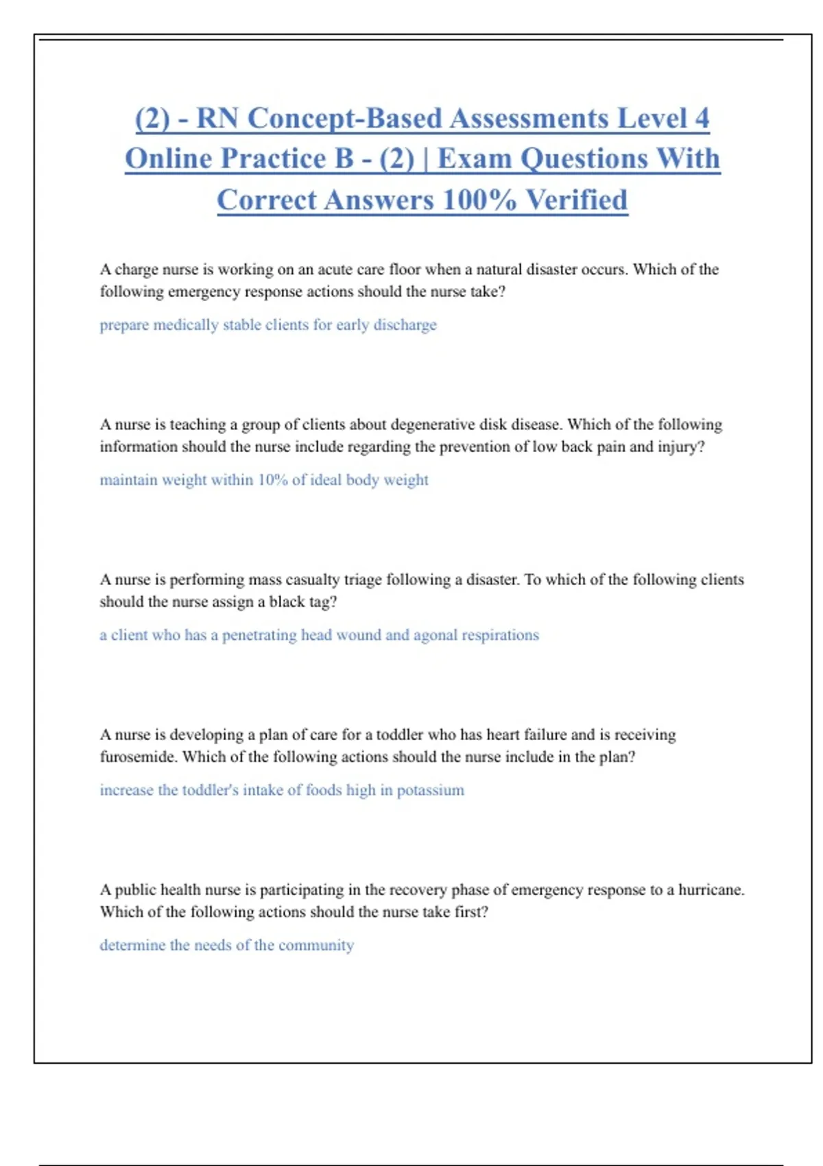 (2) - RN Concept-Based Assessments Level 4 Online Practice B - (2 ...