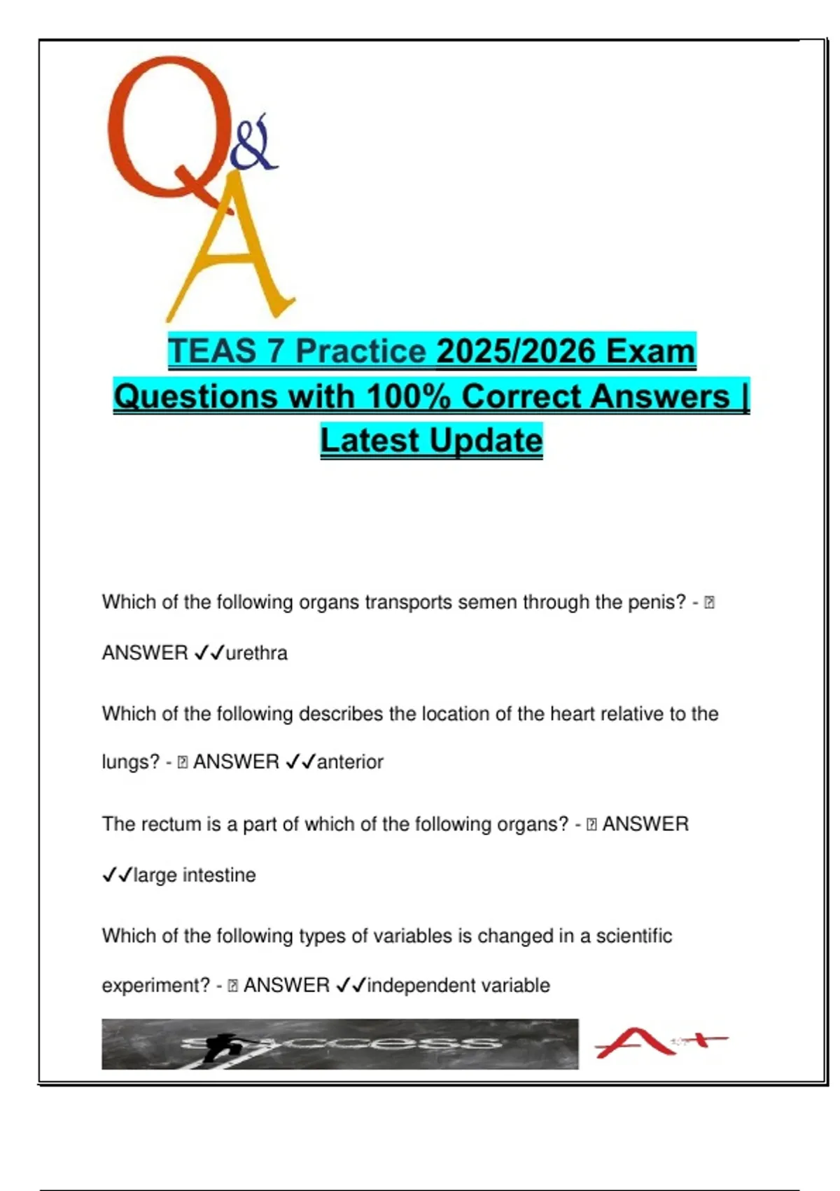 ATI TEAS 7 Practice | 250+ Q&A | Anatomy, Genetics, Chemistry ...