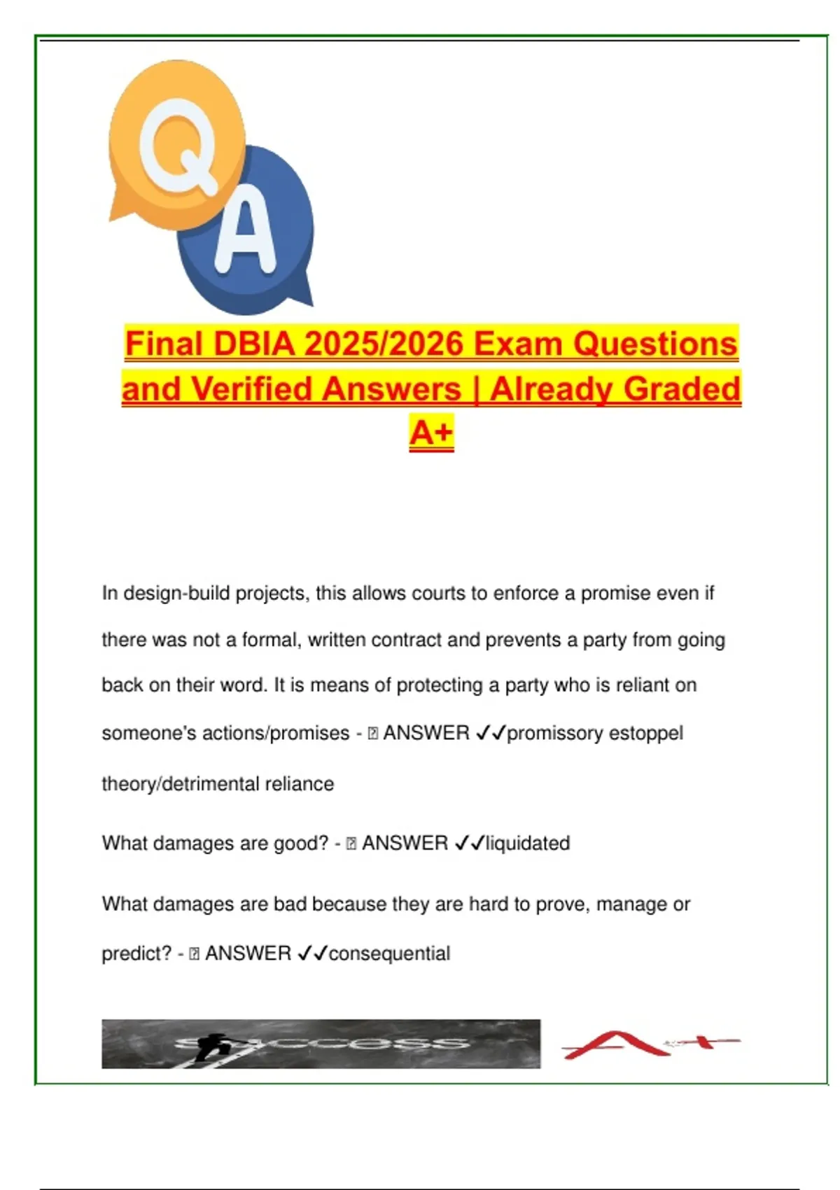 DBIA Final Exam | 2025/2026 | 120+ Questions | Risk, PDB, Procurement ...