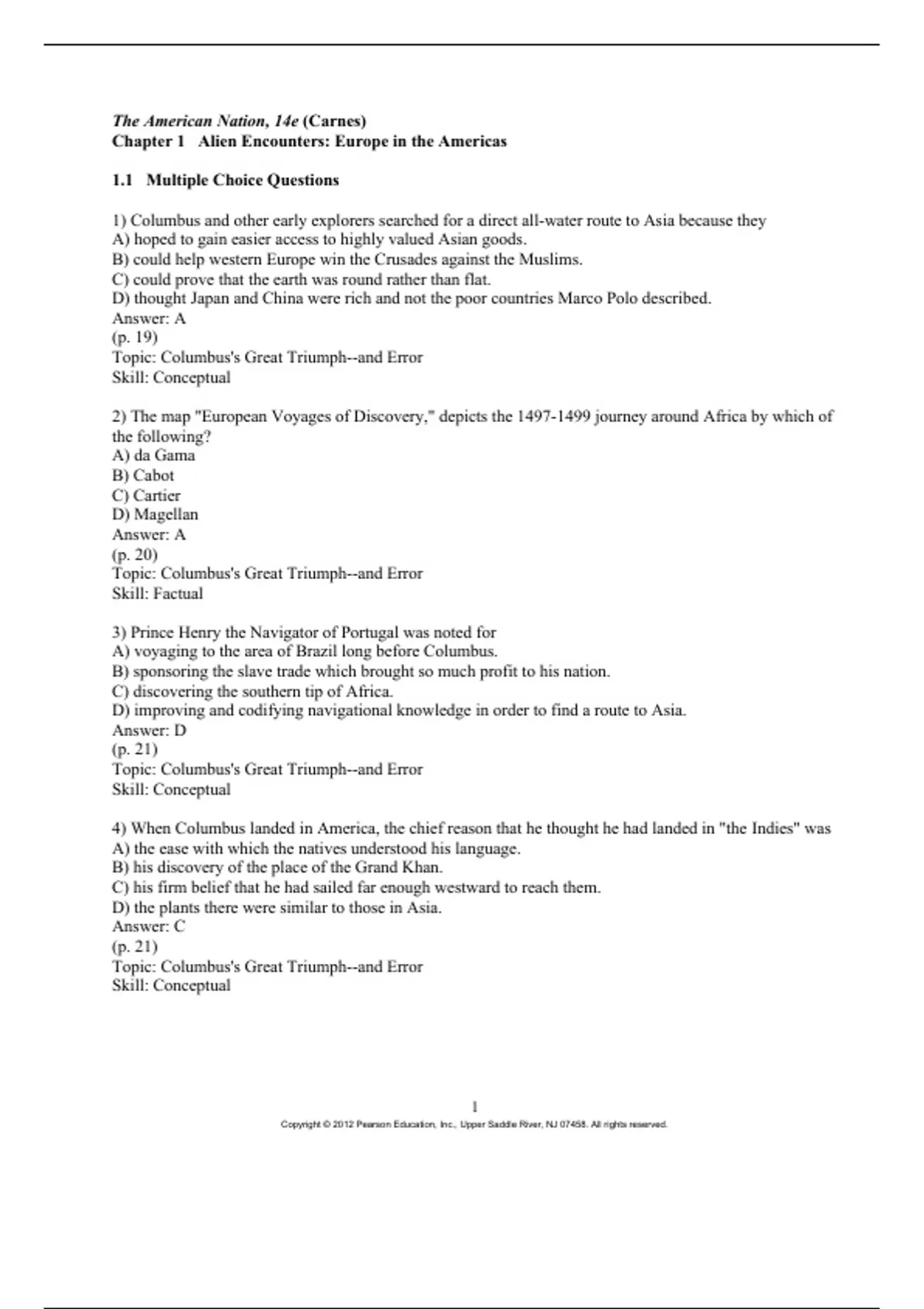practice test bank questions, final exam : American Nation The A ...