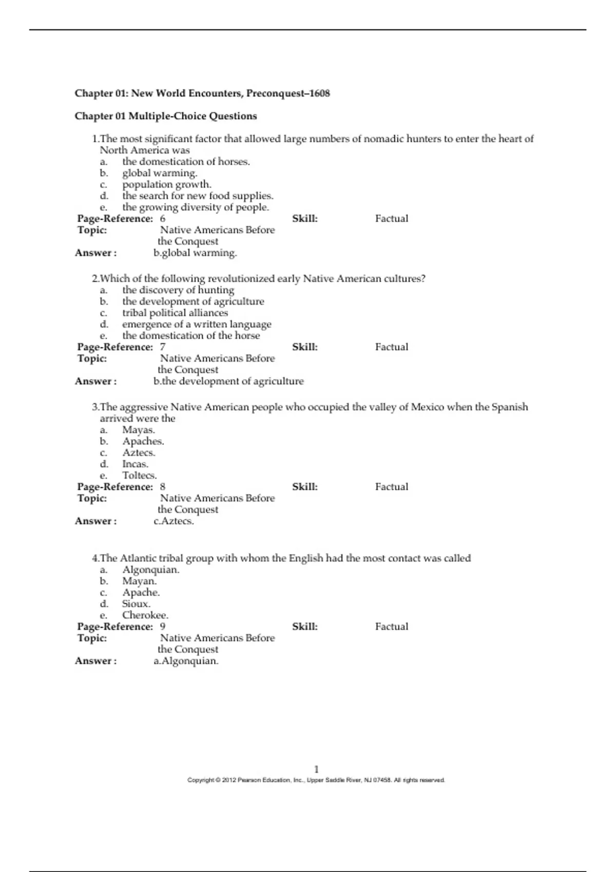 practice test bank questions, final exam : American Stories A History ...