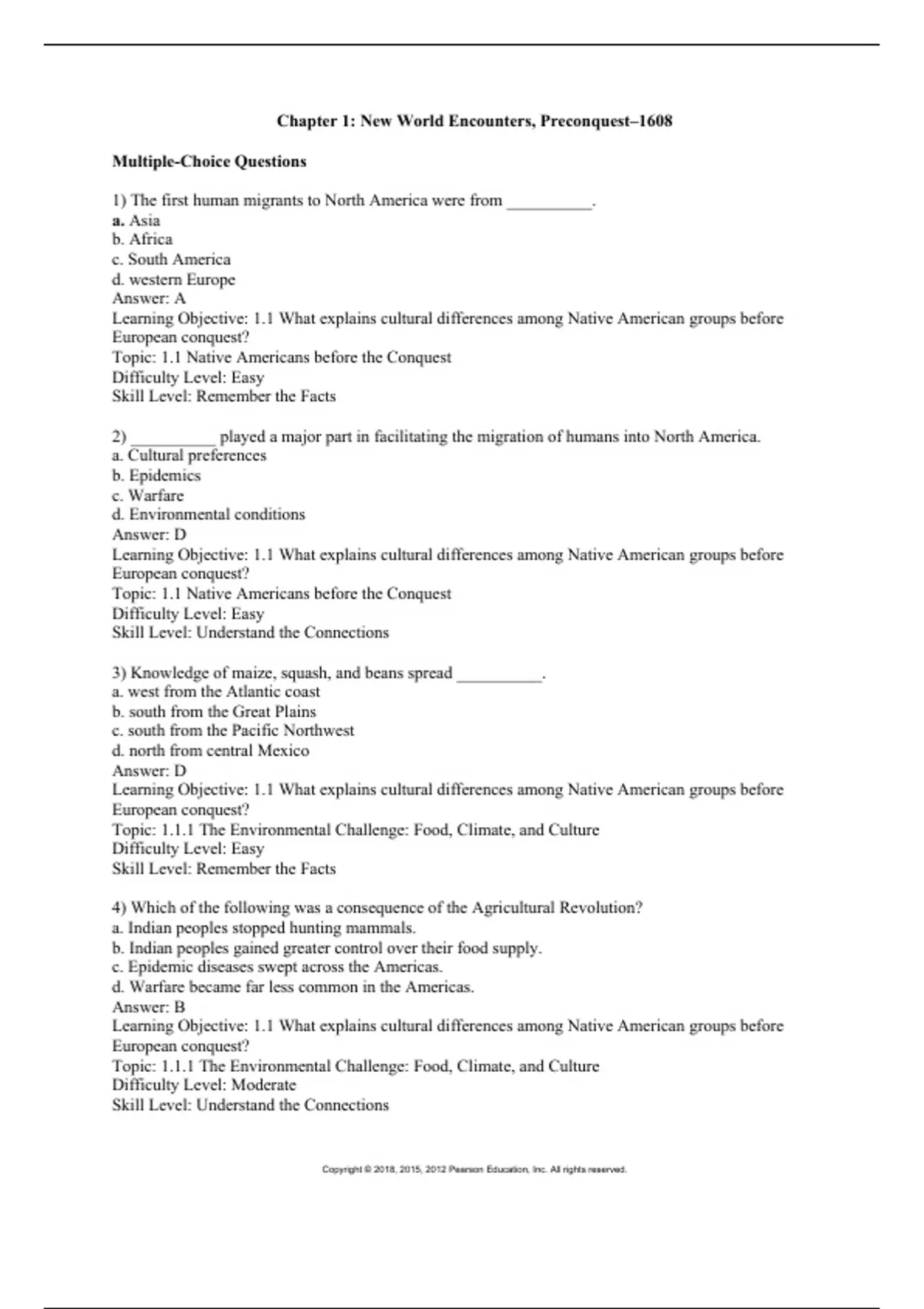 practice test bank questions, final exam : American Stories A History ...