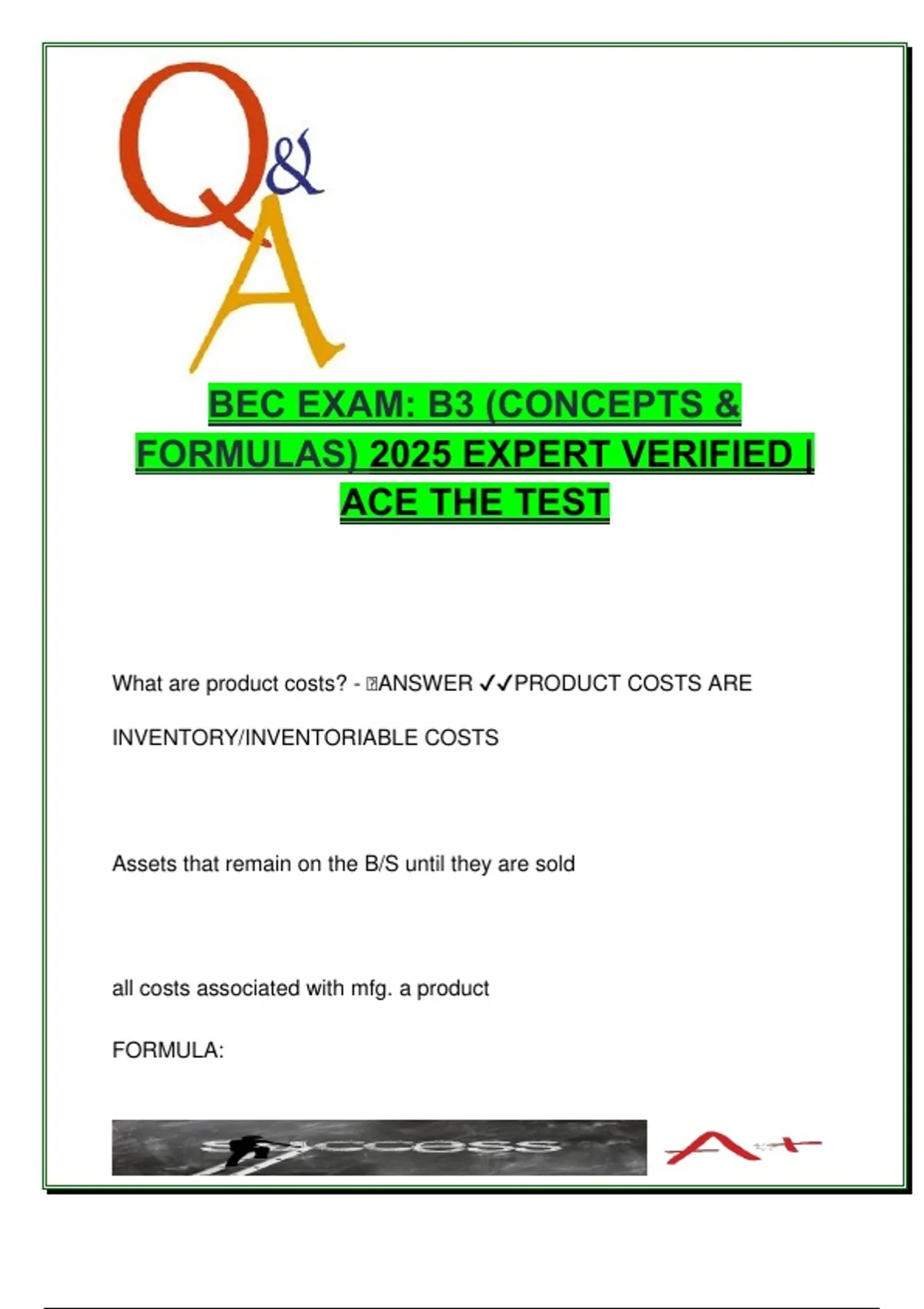 BEC CPA Exam 2025 | B3 Concepts & Formulas | 19-Page Expert Guide ...