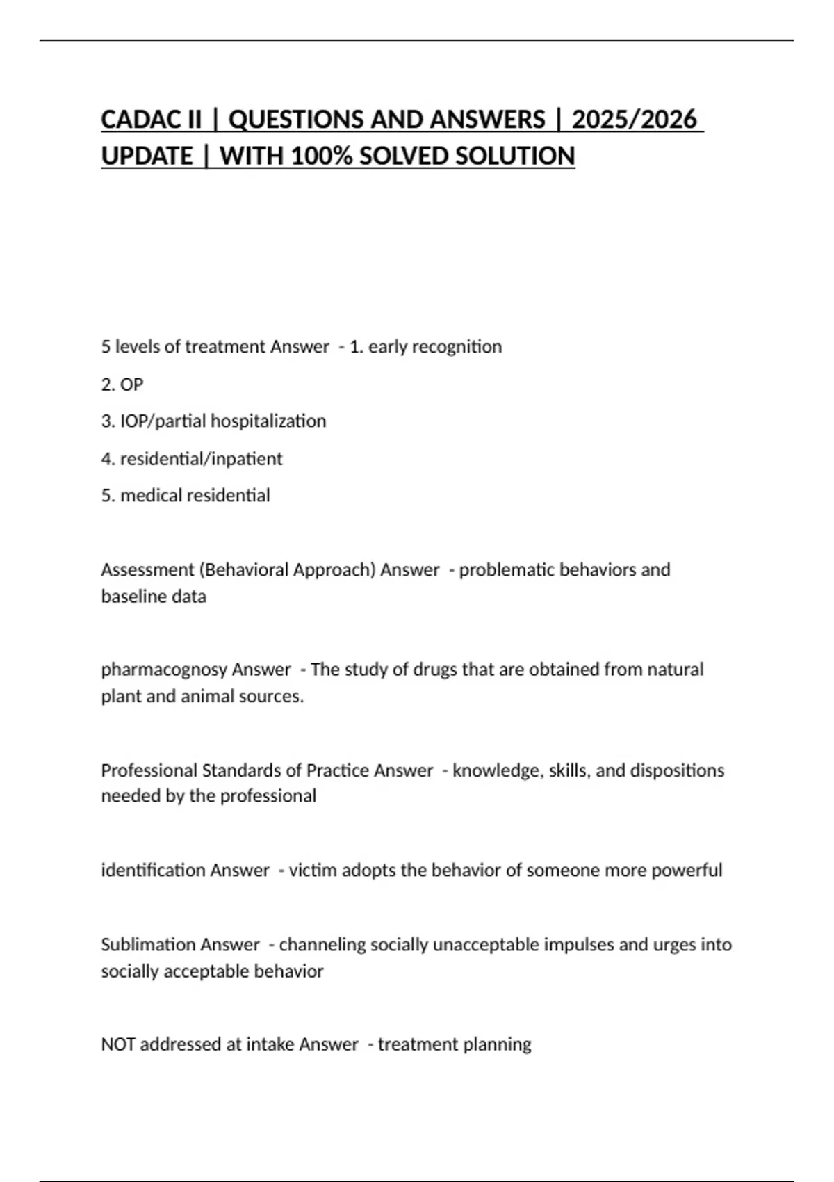CADAC II | QUESTIONS AND ANSWERS | 2025/2026 UPDATE | WITH 100% SOLVED ...