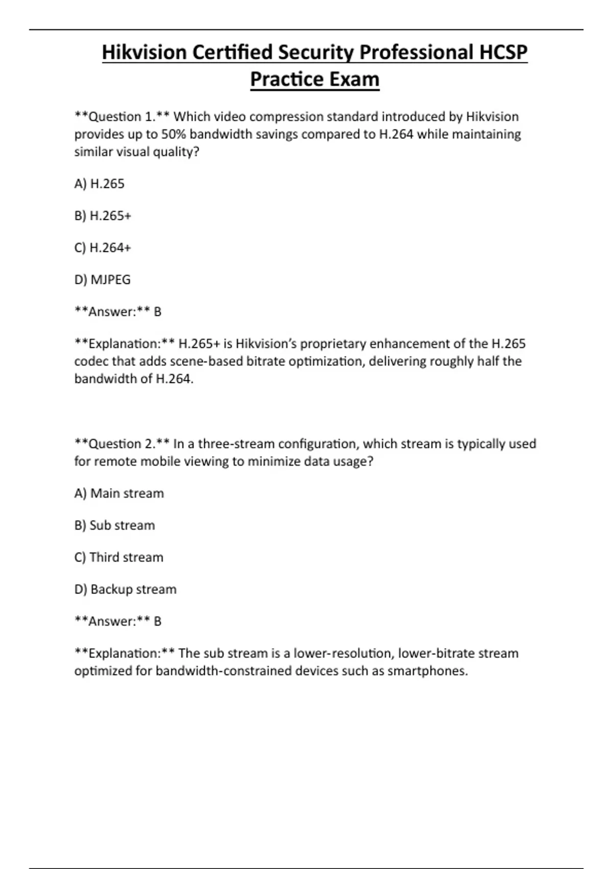 Hikvision Certified Security Professional HCSP Practice Exam - Computer ...