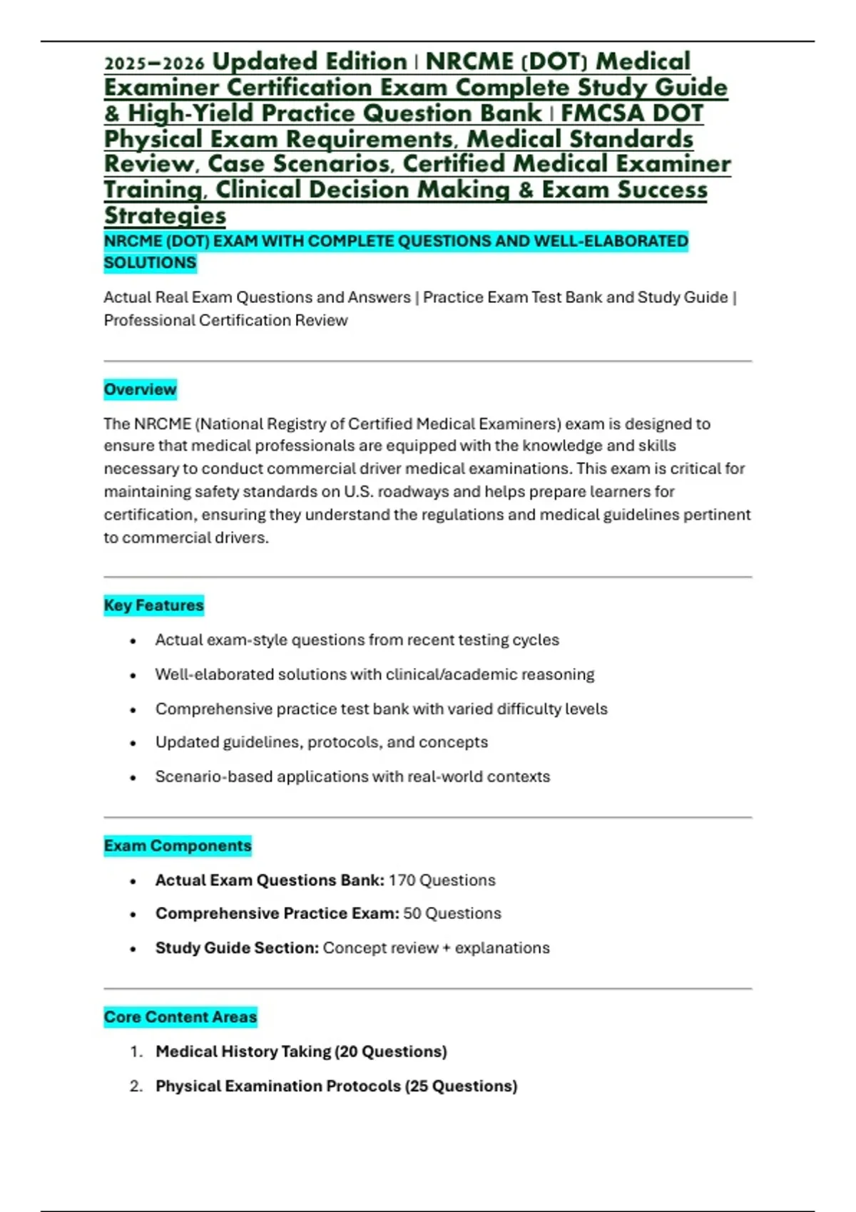 2025–2026 Updated Edition | NRCME (DOT) Medical Examiner Certification ...