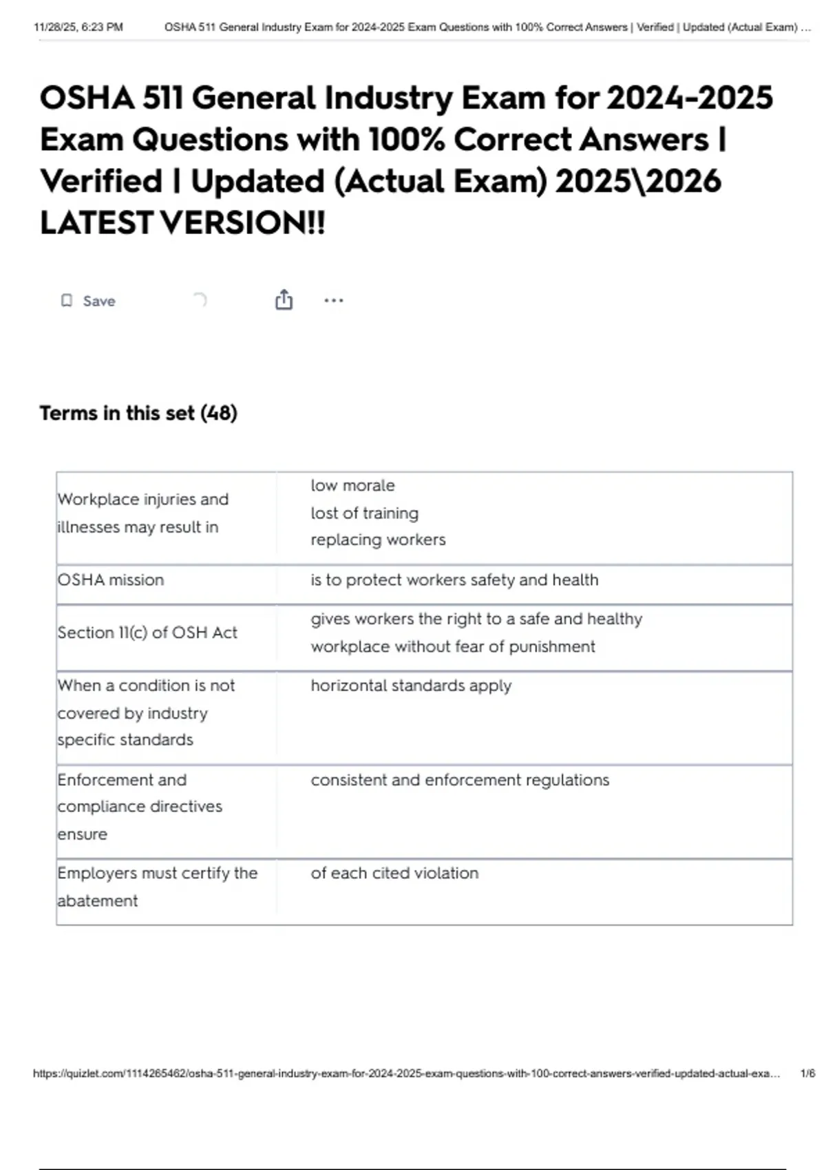 OSHA 511 General Industry Exam for Exam Questions with 100% Correct ...