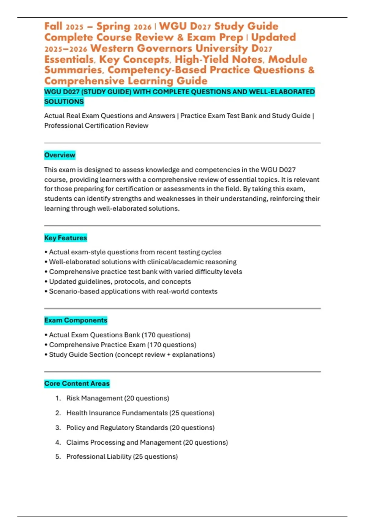 Fall 2025 – Spring 2026 | WGU D027 Study Guide Complete Course Review ...