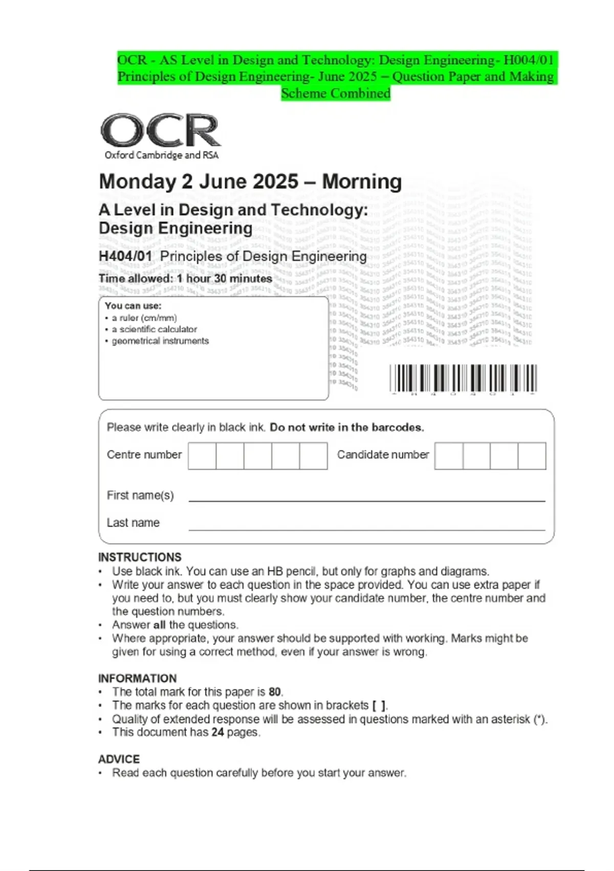 2025 OCR GCSE (9–1) Combined Science B (Twenty First Century Science ...