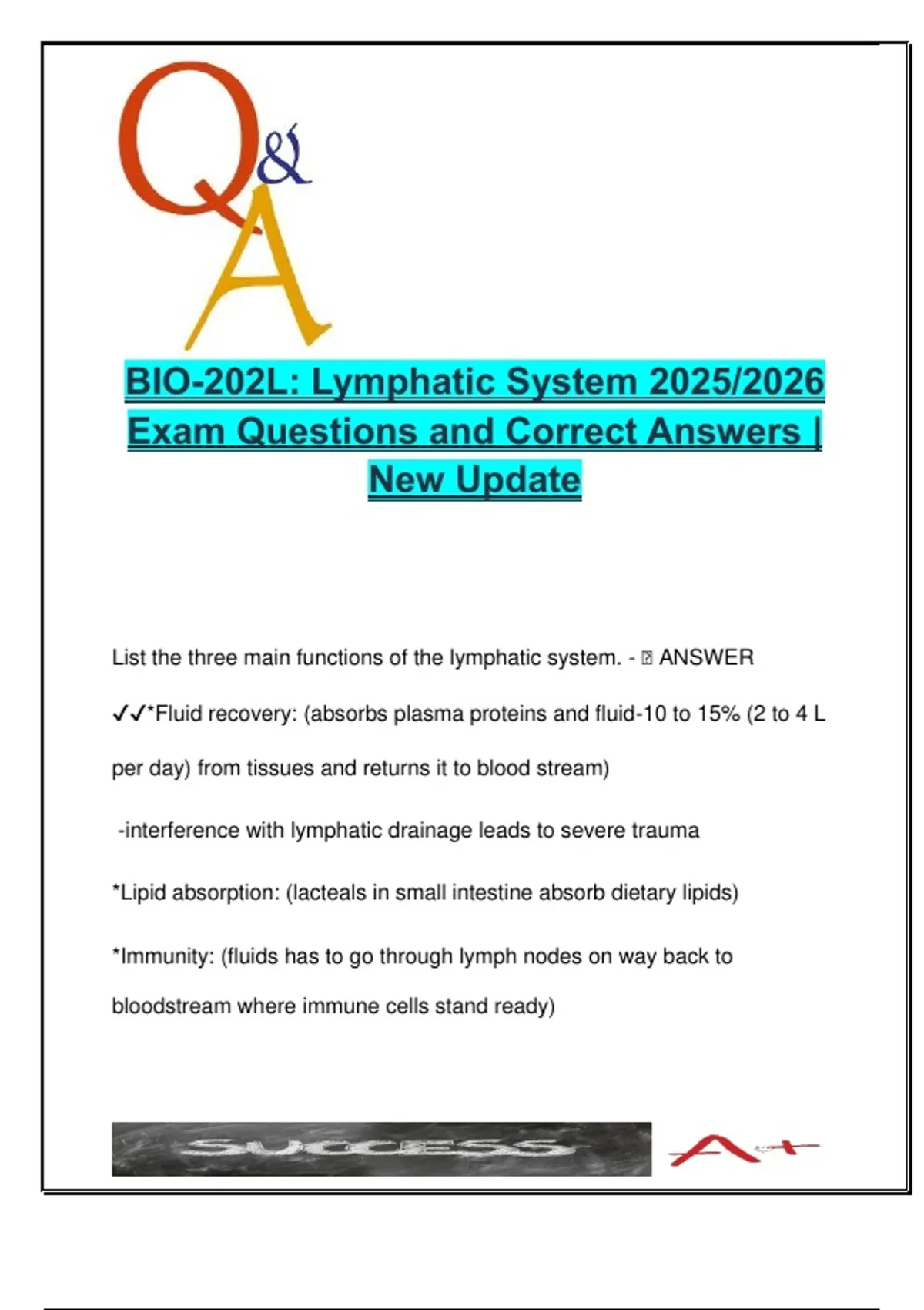 BIO 202L – 150+ Q&A | Lymphatic & Immune System Lab Review | Immunity ...