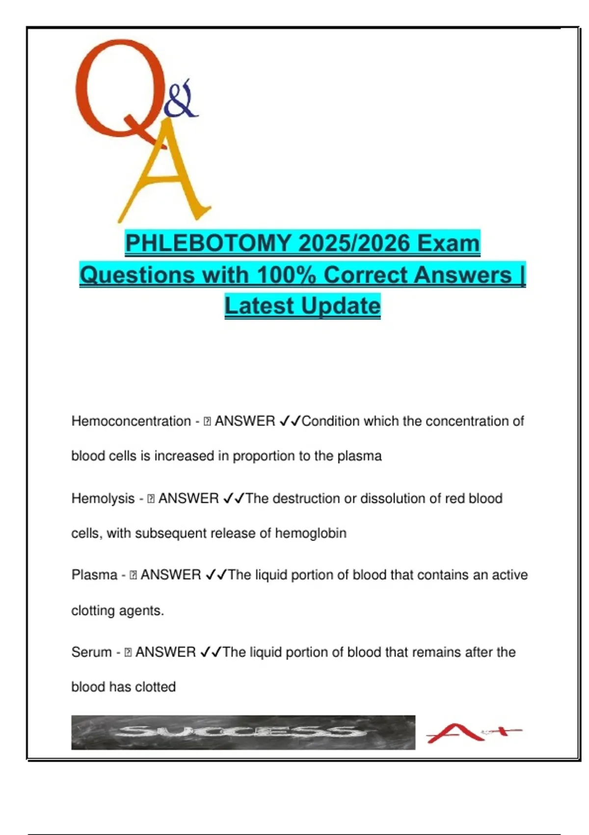 Phlebotomy NHA-CPT | 250+ Questions on Tube Additives, Hematology ...