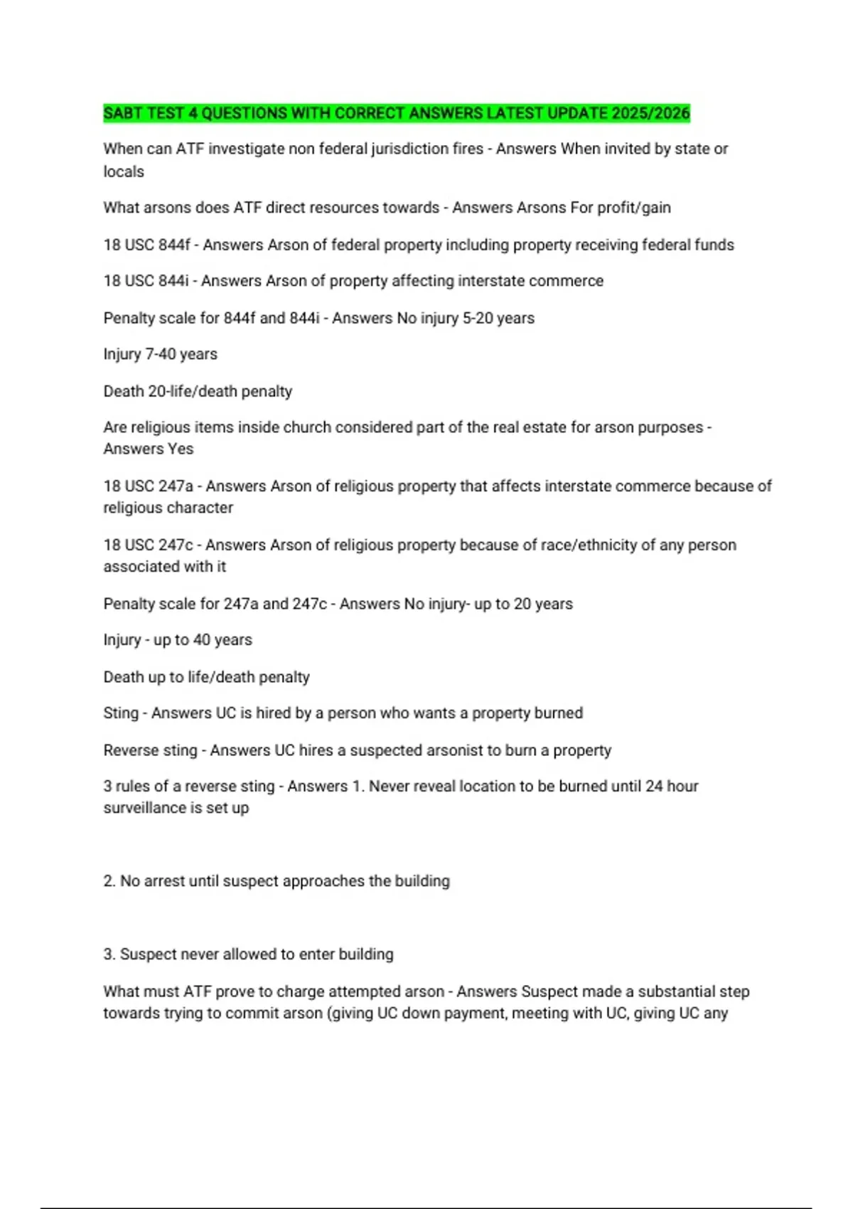 SABT TEST 4 QUESTIONS WITH CORRECT ANSWERS LATEST UPDATE 2025/2026 ...
