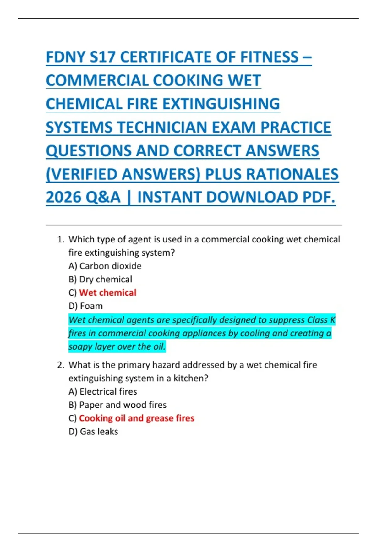 FDNY S17 CERTIFICATE OF FITNESS – COMMERCIAL COOKING WET CHEMICAL FIRE ...