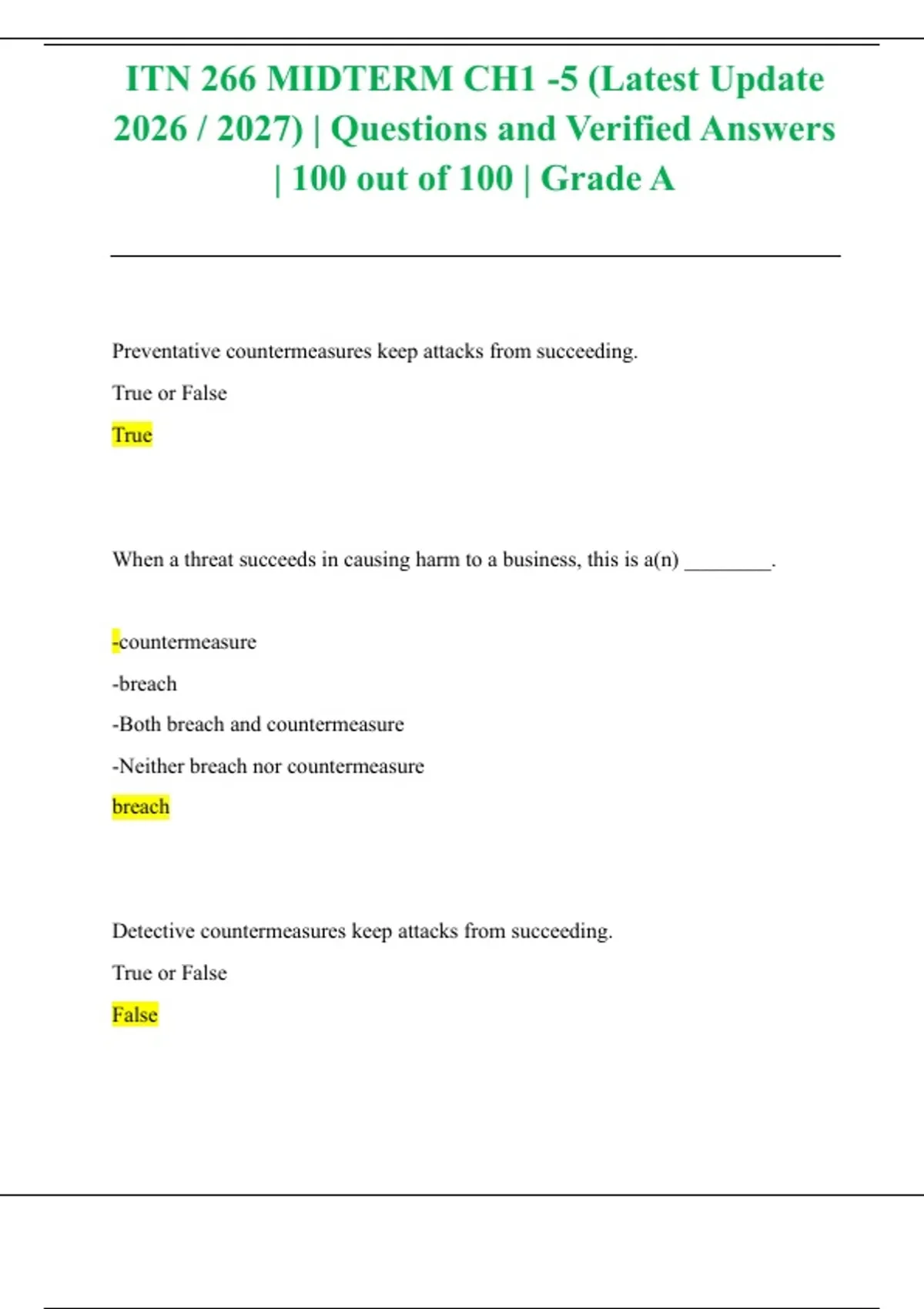 ITN 266 Midterm Exam Study Guide (Ch. 1–5) | Updated 2026–2027 | 100% Verified Questions ...