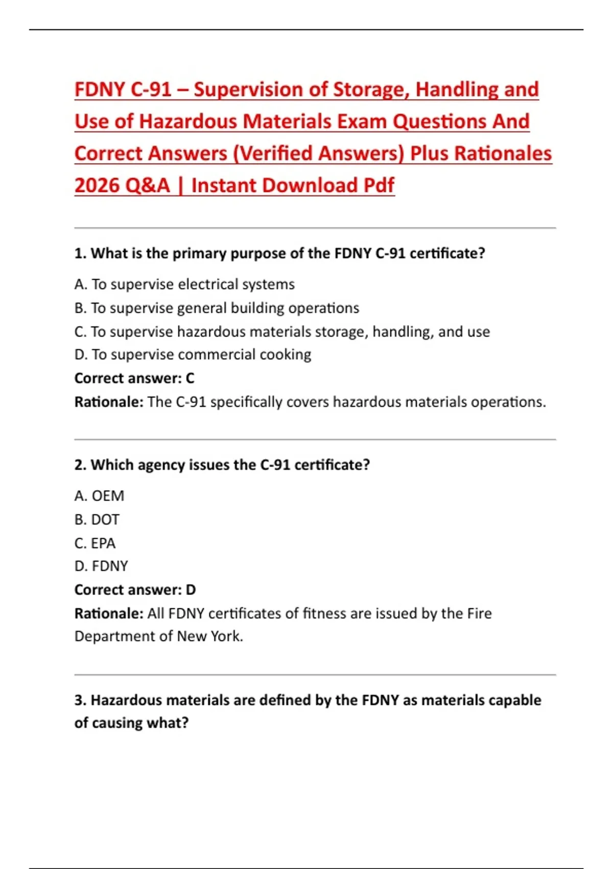 FDNY C-91 – Supervision of Storage, Handling and Use of Hazardous ...