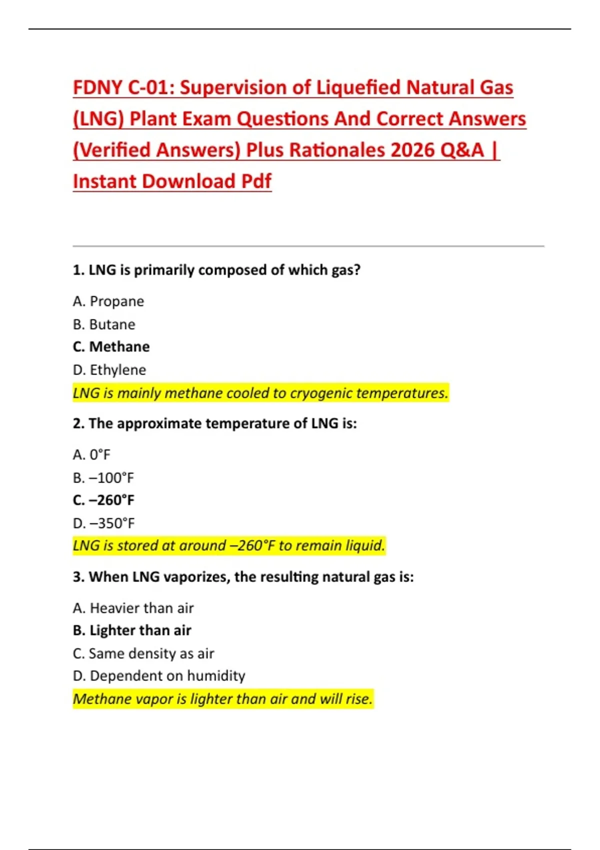 FDNY C-01: Supervision of Liquefied Natural Gas (LNG) Plant Exam ...