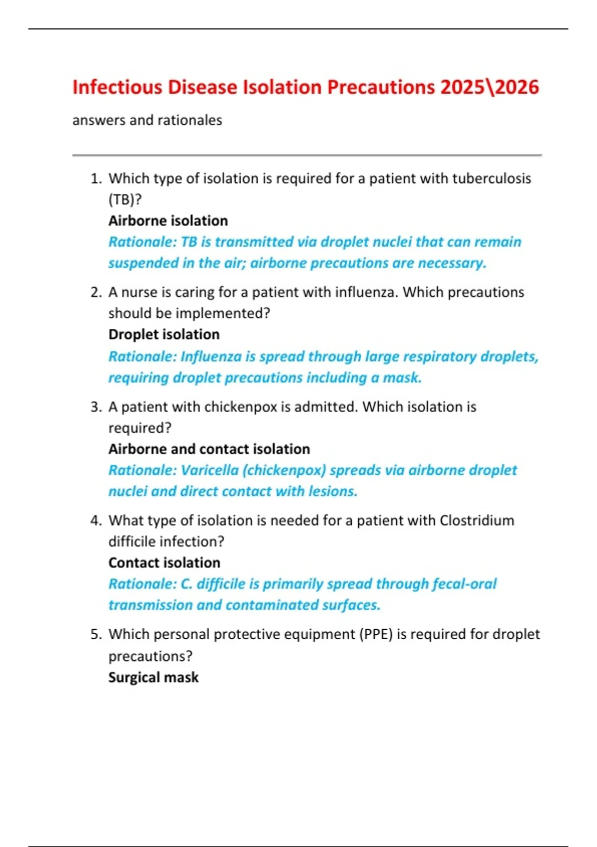 Infectious Disease Isolation Precautions - Infectious Disease Isolation ...