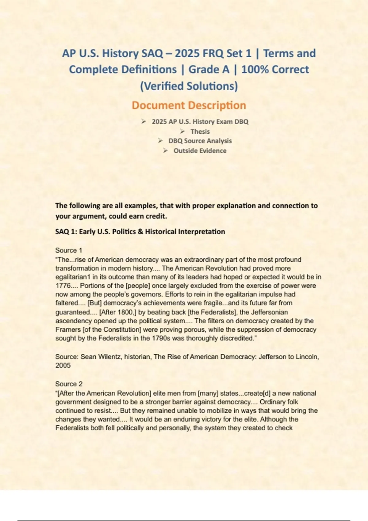 AP U.S. History SAQ – 2025 FRQ Set 1 | Terms and Complete Definitions ...