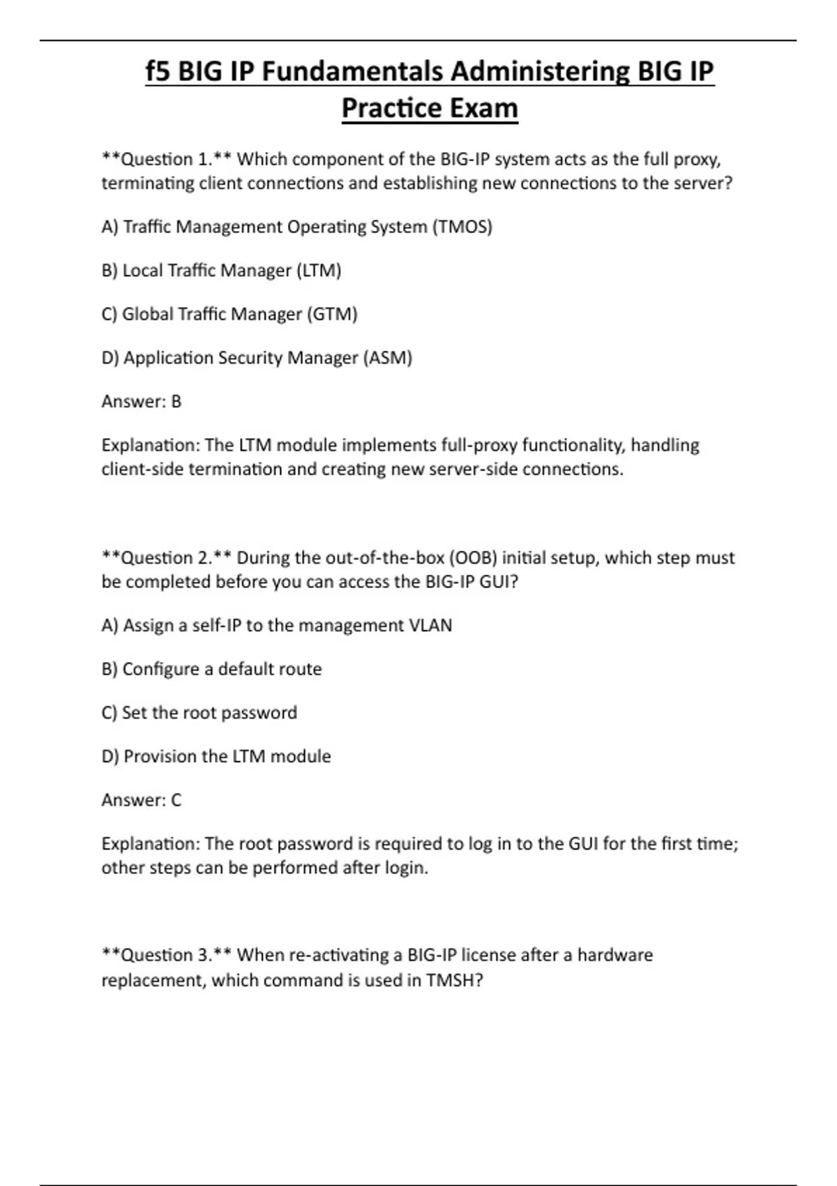 f5 BIG IP Fundamentals Administering BIG IP Practice Exam - Computer ...
