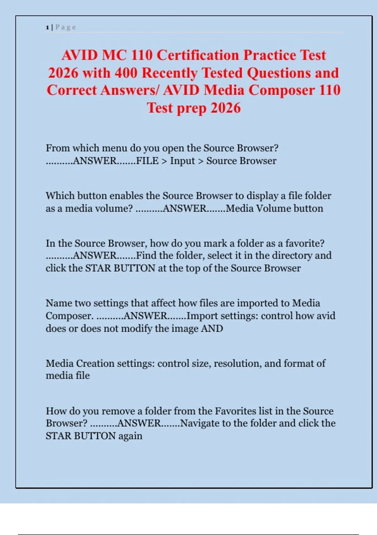 AVID MC 110 Certification Practice Test 2026 – 400 Recently Tested ...