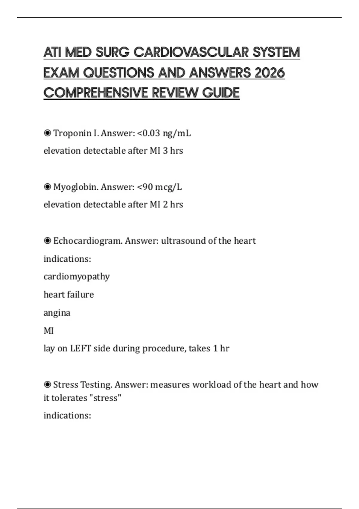 ATI MED SURG CARDIOVASCULAR SYSTEM EXAM QUESTIONS AND ANSWERS 2026 FULL ...