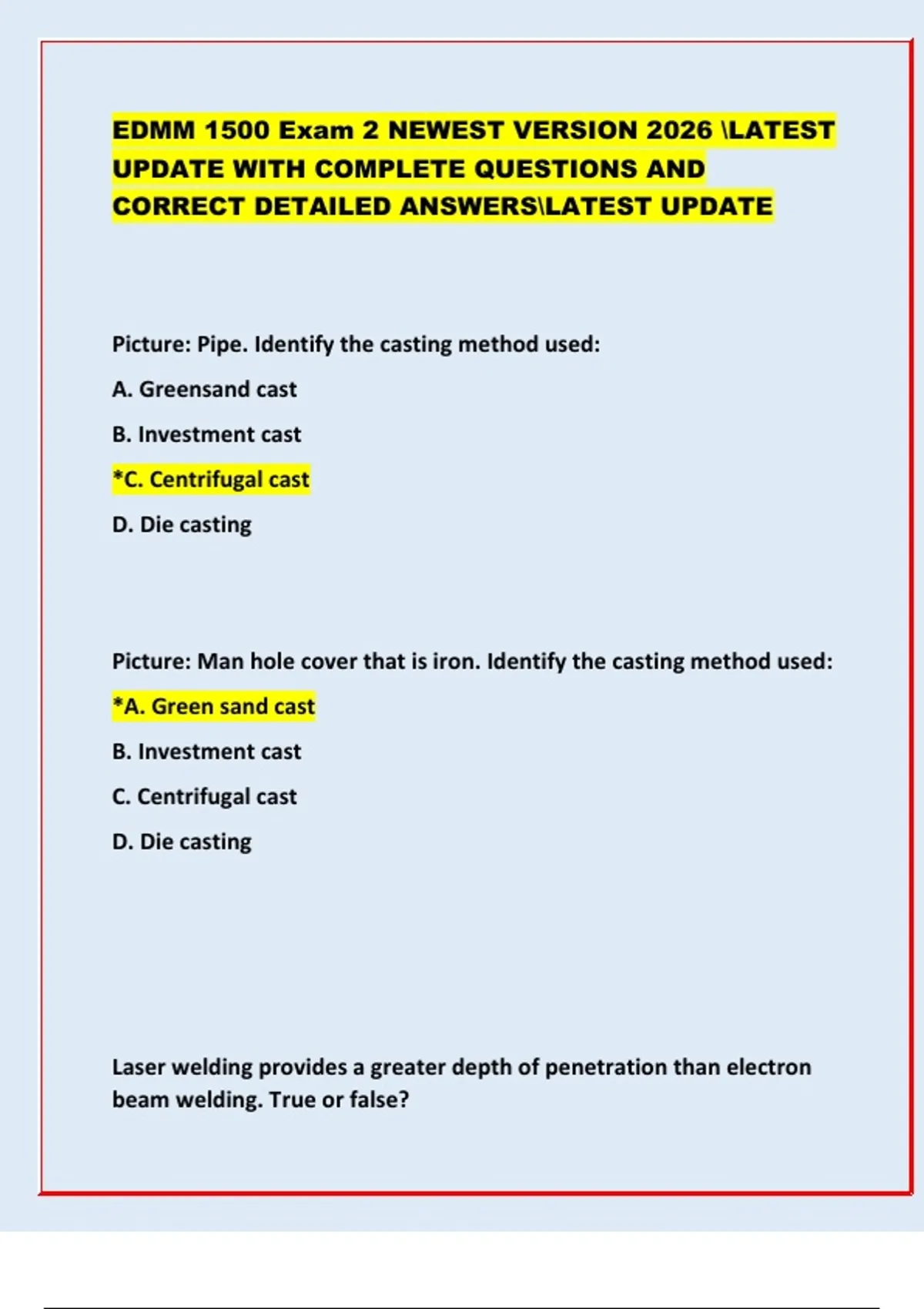 EDMM 1500 Exam 2 NEWEST VERSION 2026 LATEST UPDATE WITH COMPLETE ...